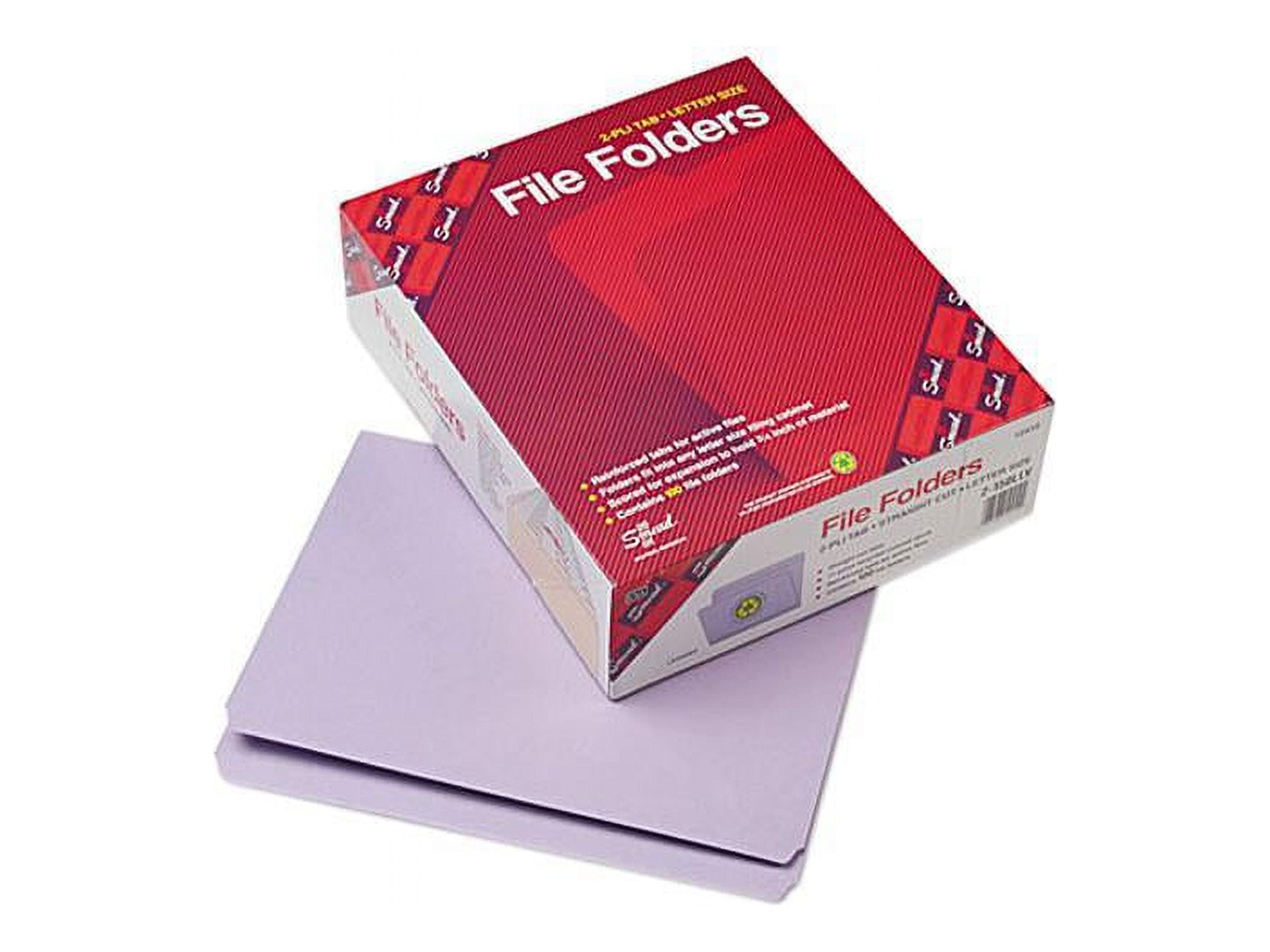 Smead 12410 File Folders, Straight Cut, Reinforced Top Tab, Letter ...