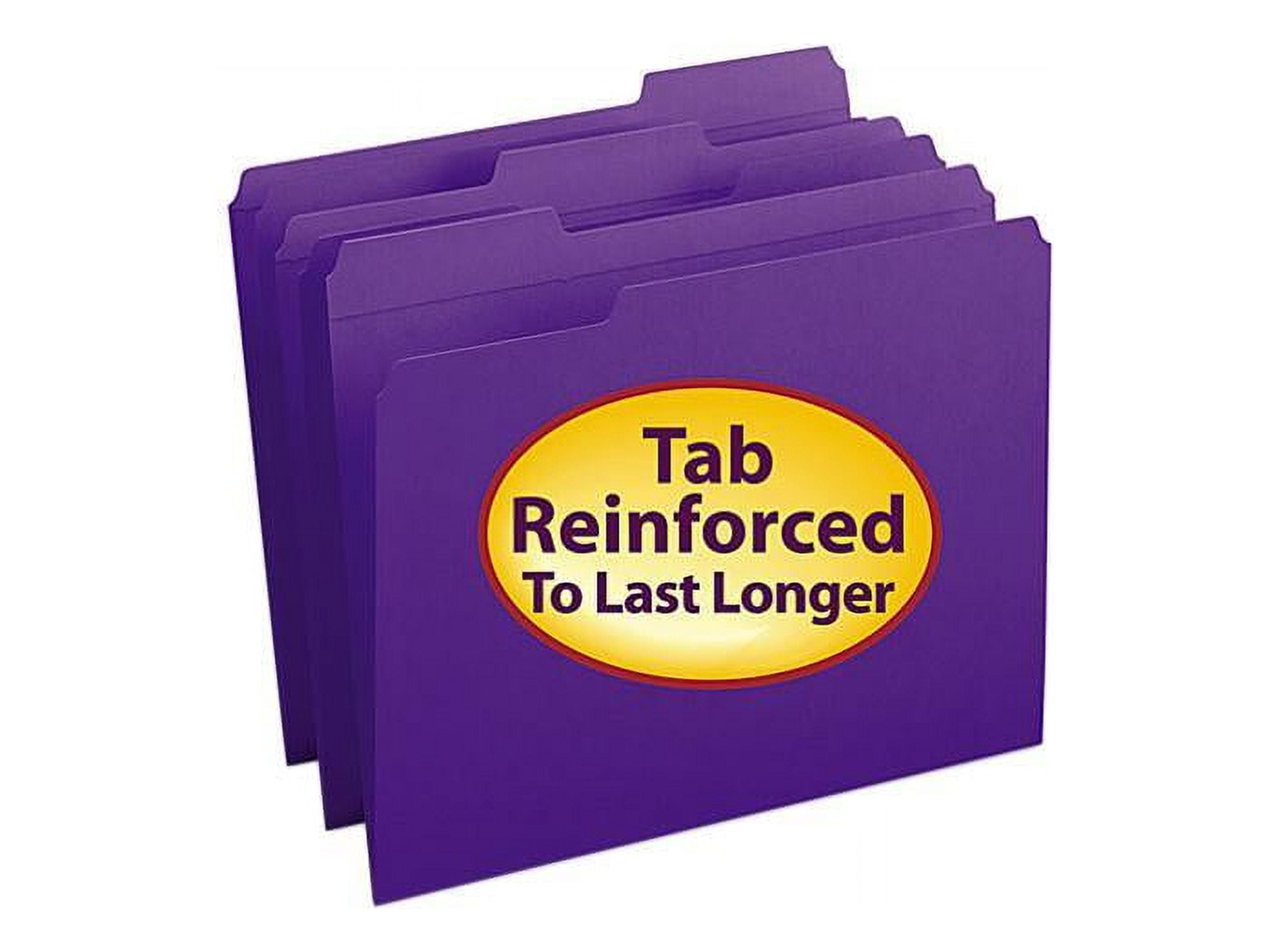Smead 13034 File Folders, 1/3 Cut, Reinforced Top Tab, Letter, Purple ...