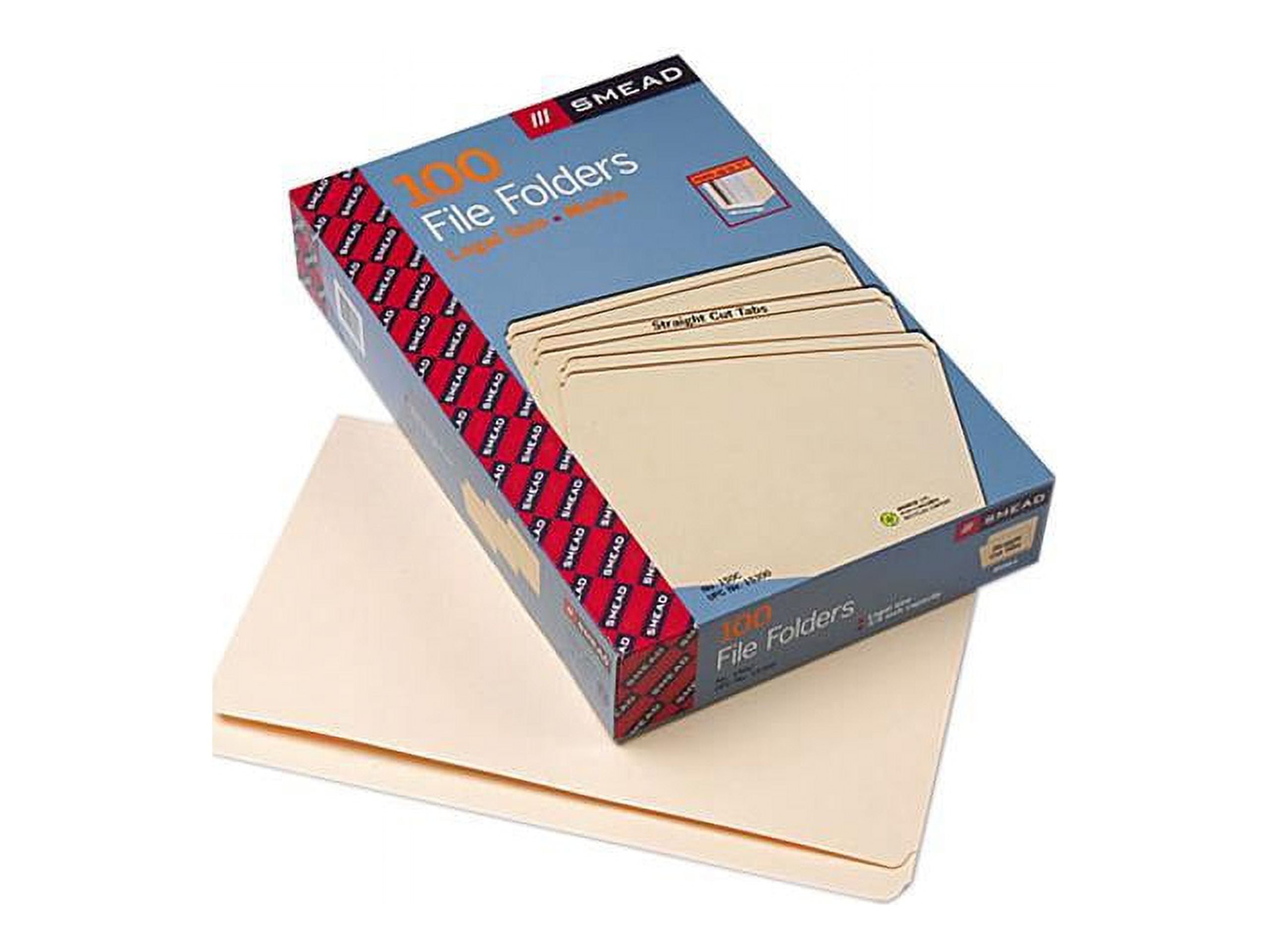 Smead 15300 File Folders, Straight Cut, One-Ply Top Tab, Legal, Manila ...
