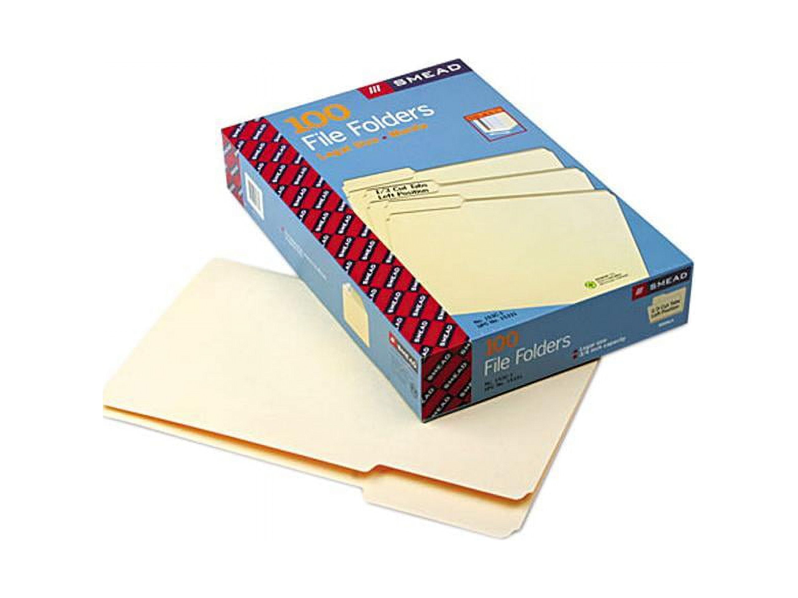 Smead File Folders 1/3 Cut First Position One-Ply Top Tab Legal Manila ...