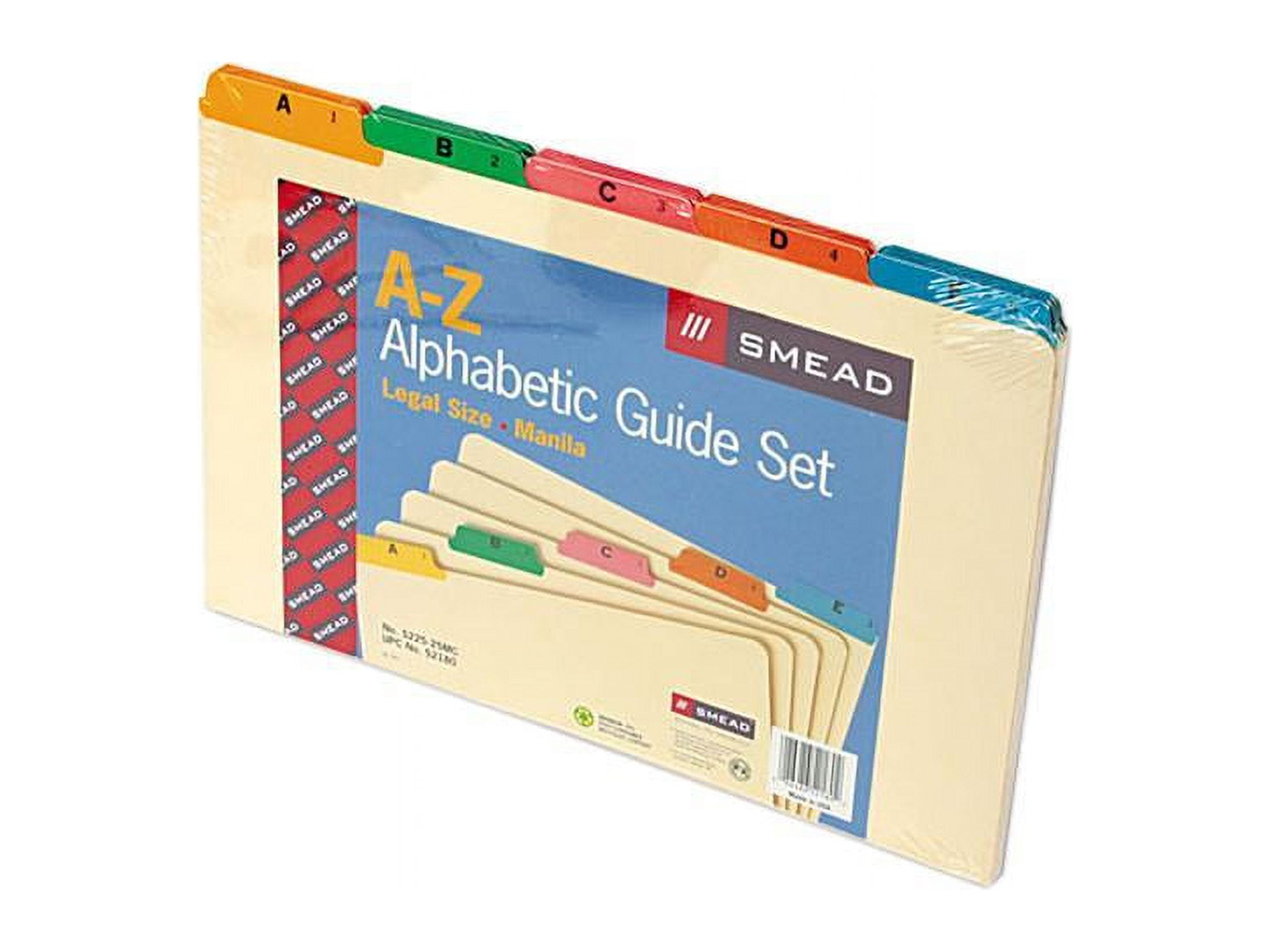 Smead 52180 Recycled Top Tab Guides, Alpha, 1/5 Tab, Manila/Color Poly ...