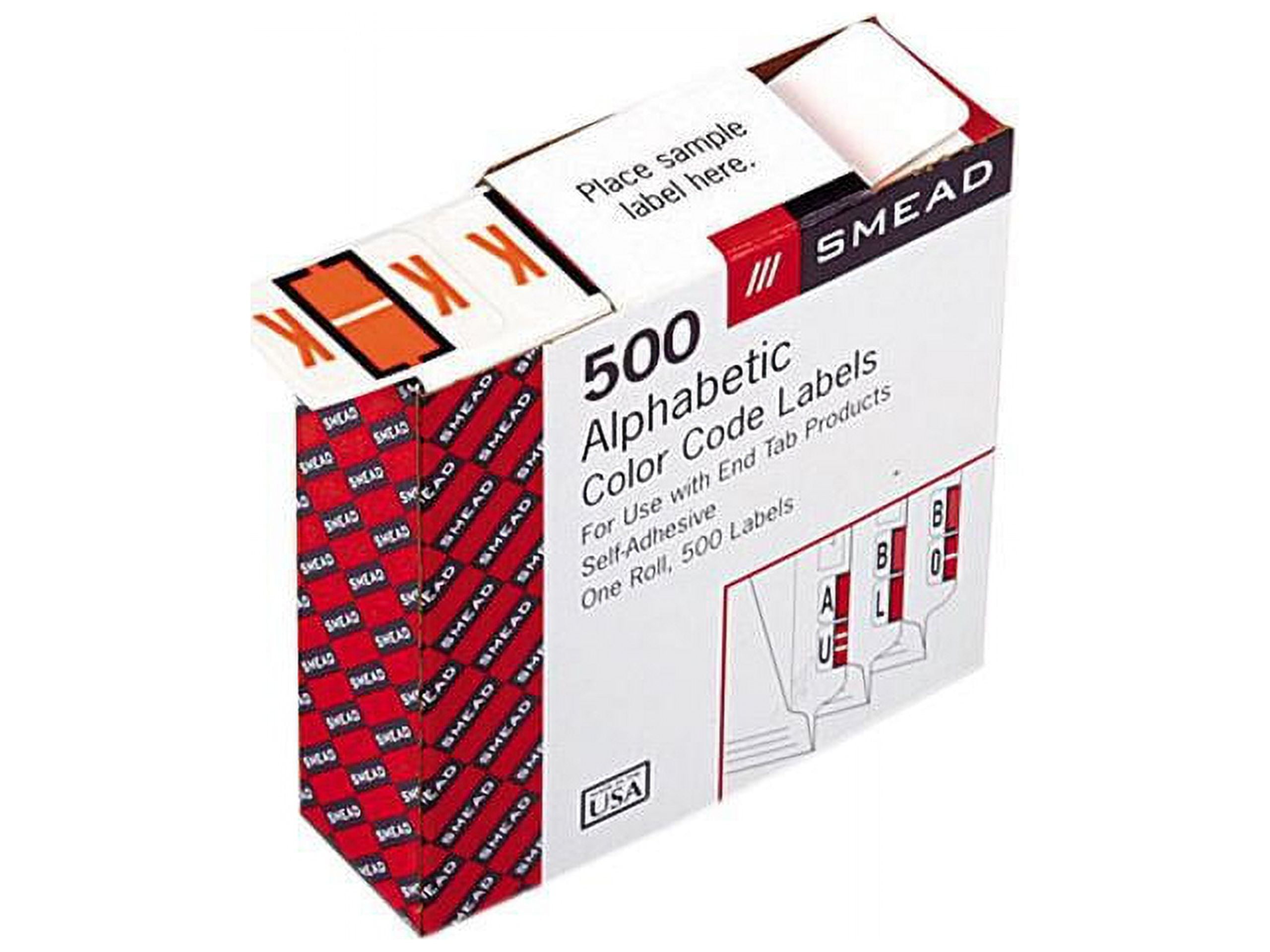 Smead 67081 A-Z Color-Coded Bar-Style End Tab Labels, Letter K, Light ...