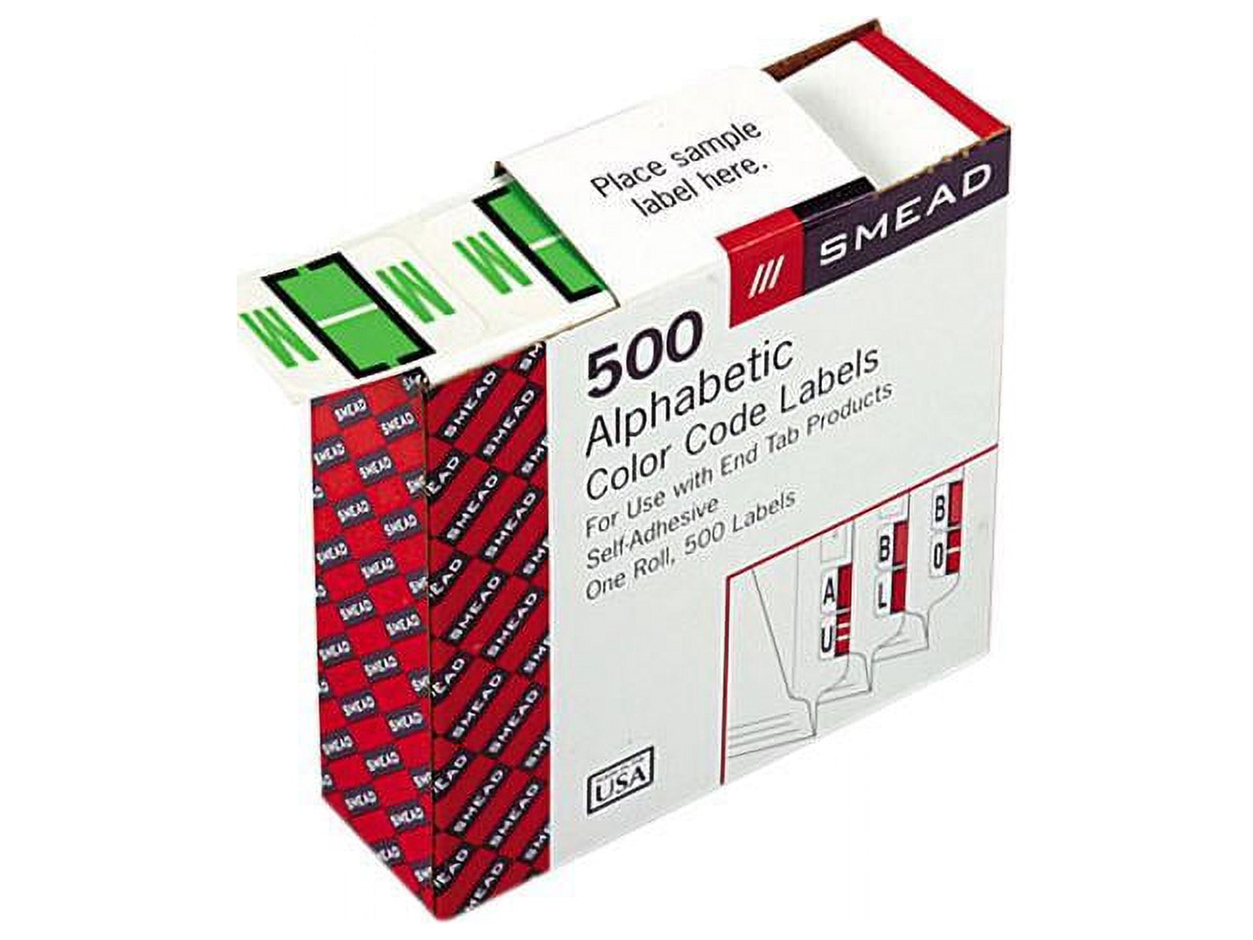 Smead 67083 A-Z Color-Coded Bar-Style End Tab Labels, Letter M, Light ...