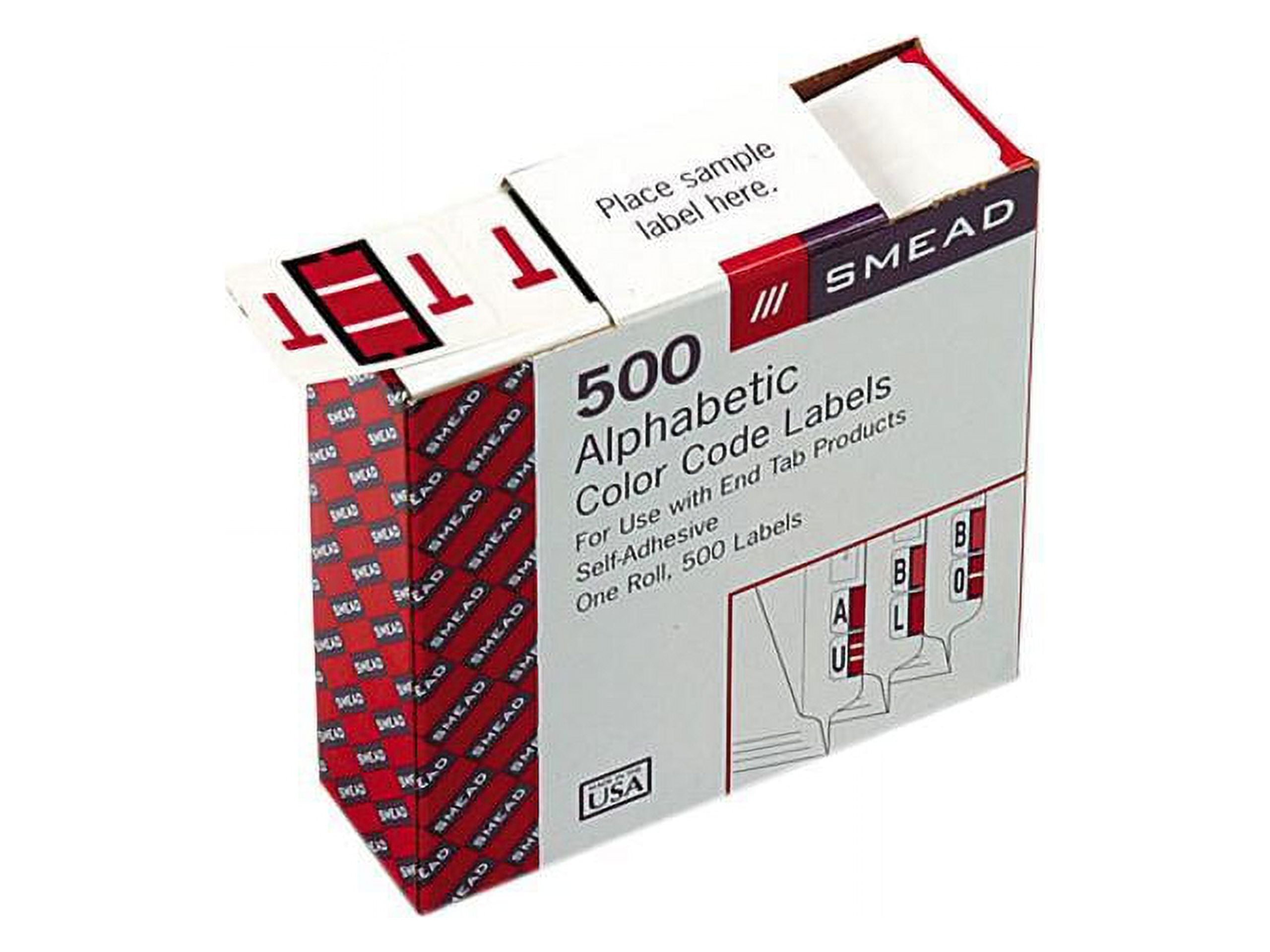 Smead 67090 A-Z Color-Coded Bar-Style End Tab Labels, Letter T, Red ...
