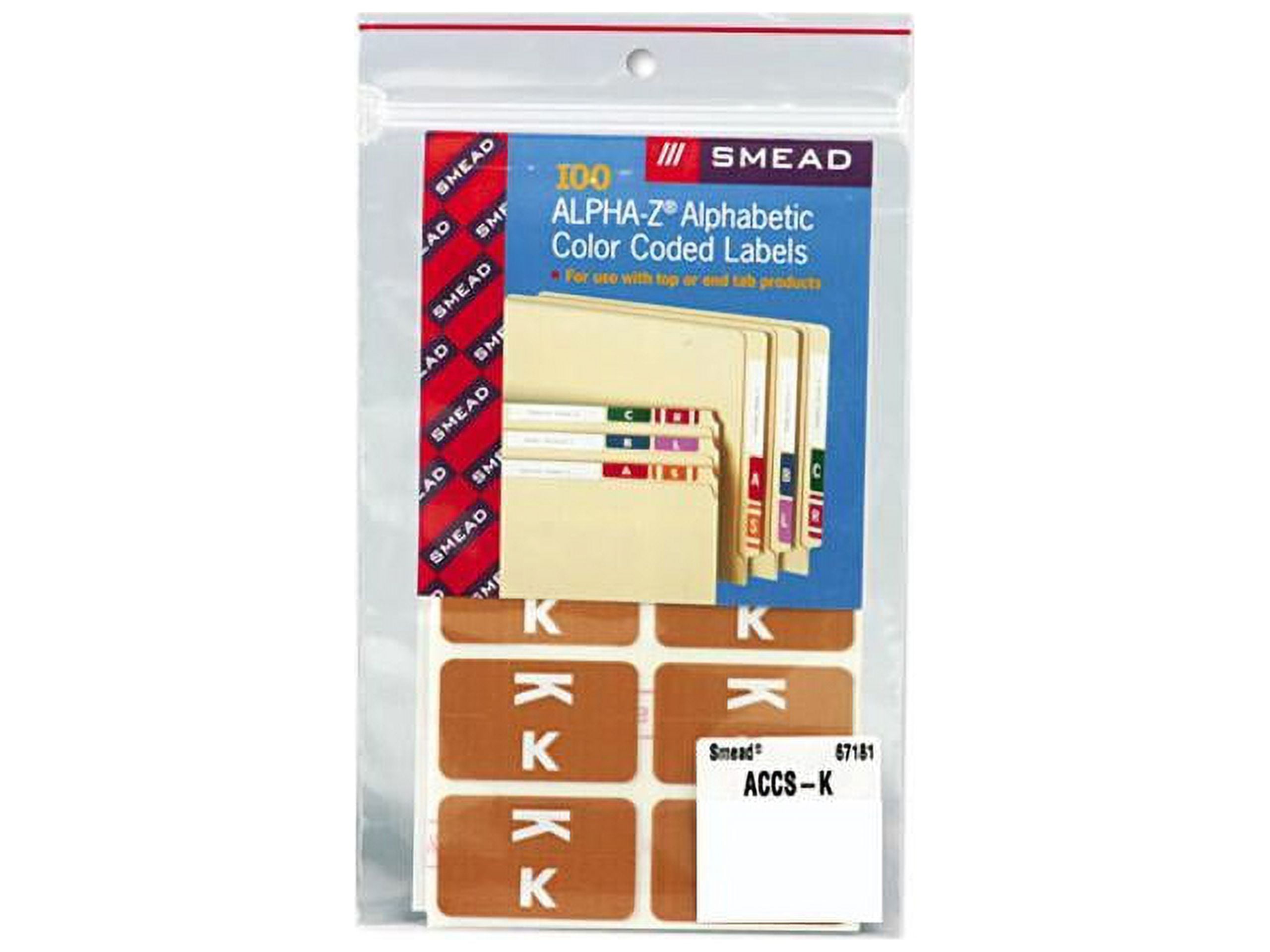 Smead 67181 Alpha-Z Color-Coded Second Letter Labels, Letter K, Light ...