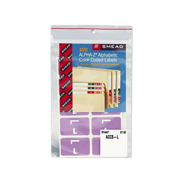 Smead 67182 Alpha-Z Color-Coded Second Letter Labels, Letter L ...