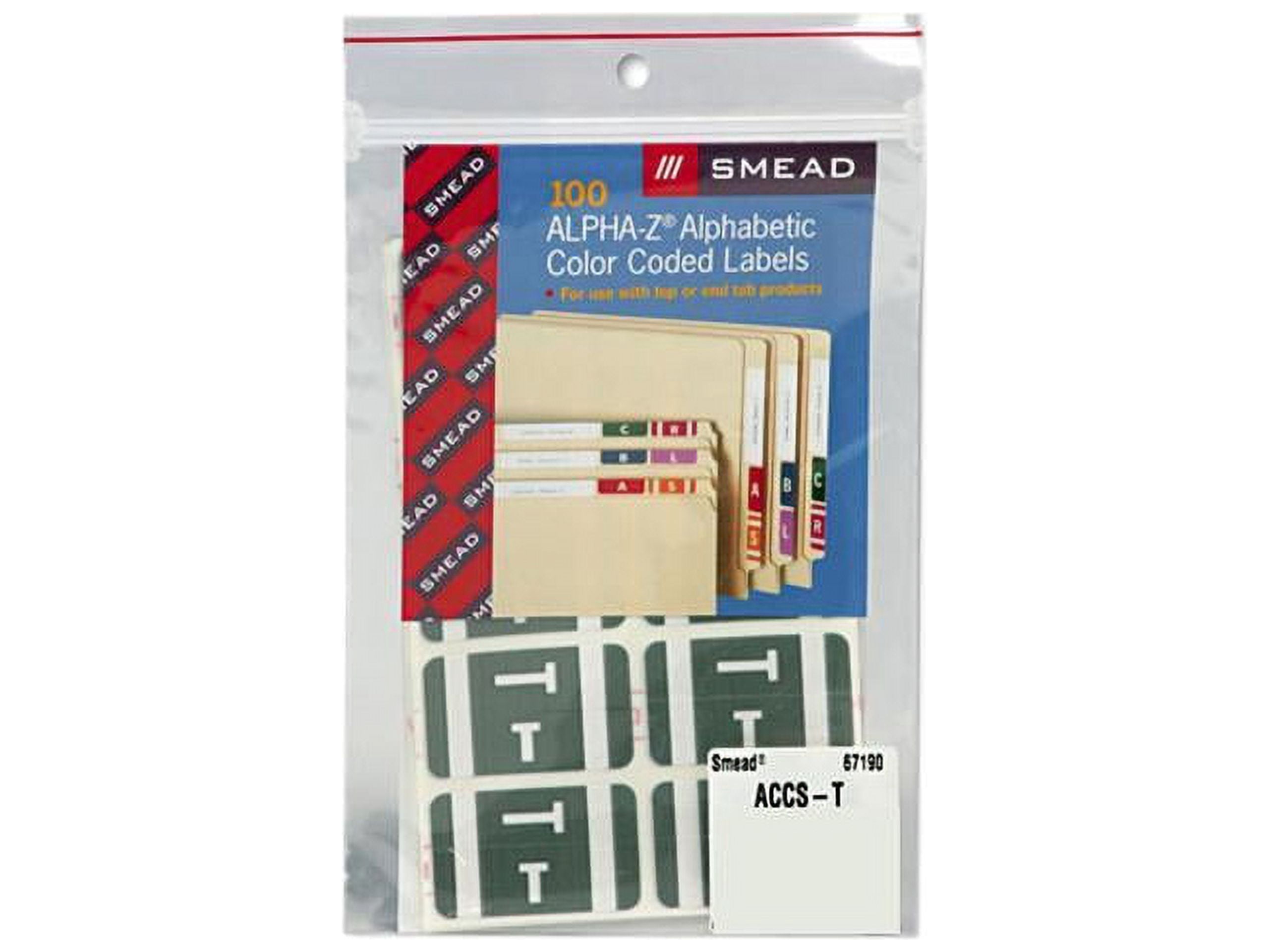 Smead 67190 Alpha-Z Color-Coded Second Letter Labels, Letter T, Gray ...