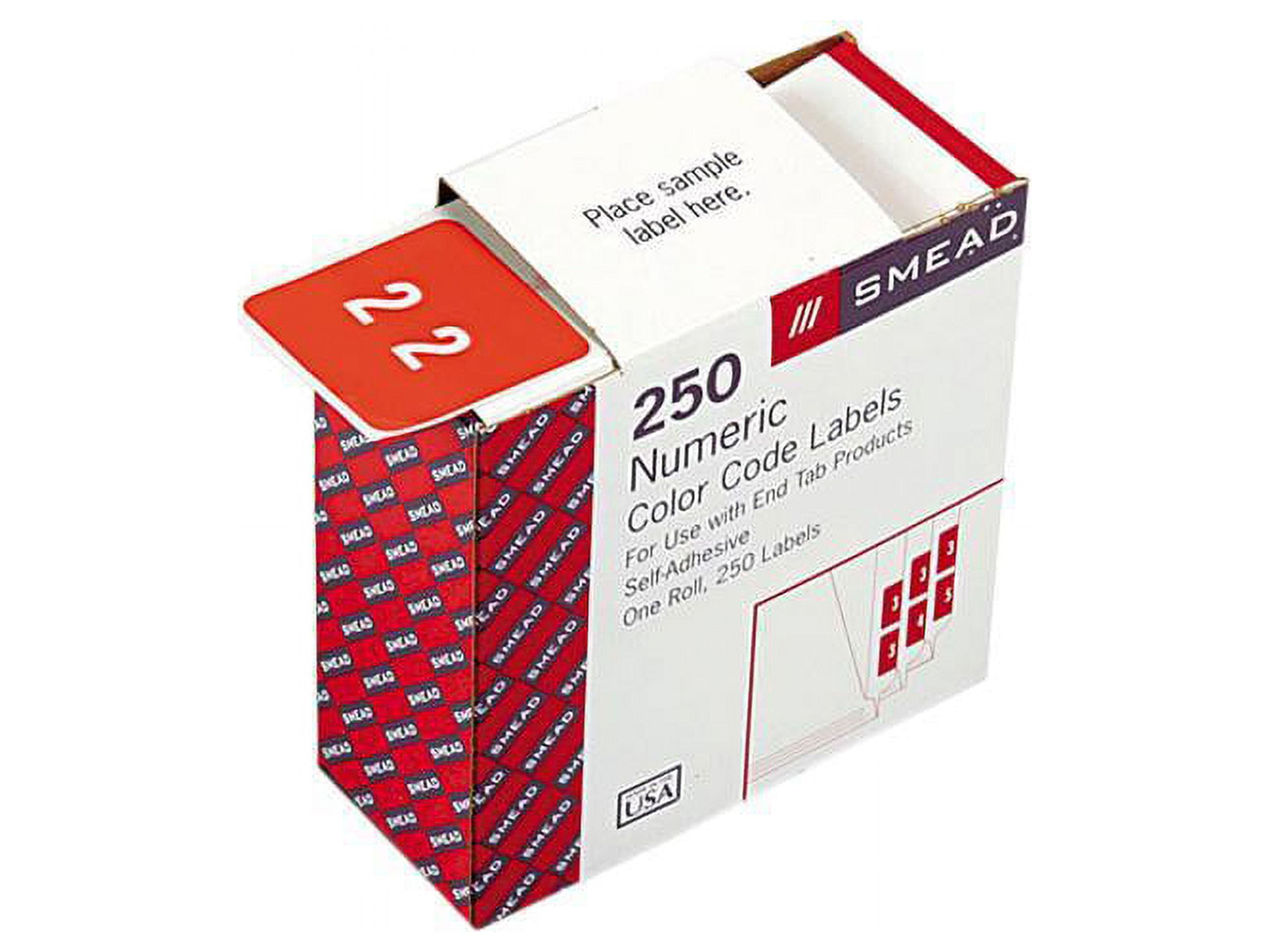 Smead 67422 Single Digit End Tab Labels, Number 2, White-on-Pink, 250 ...