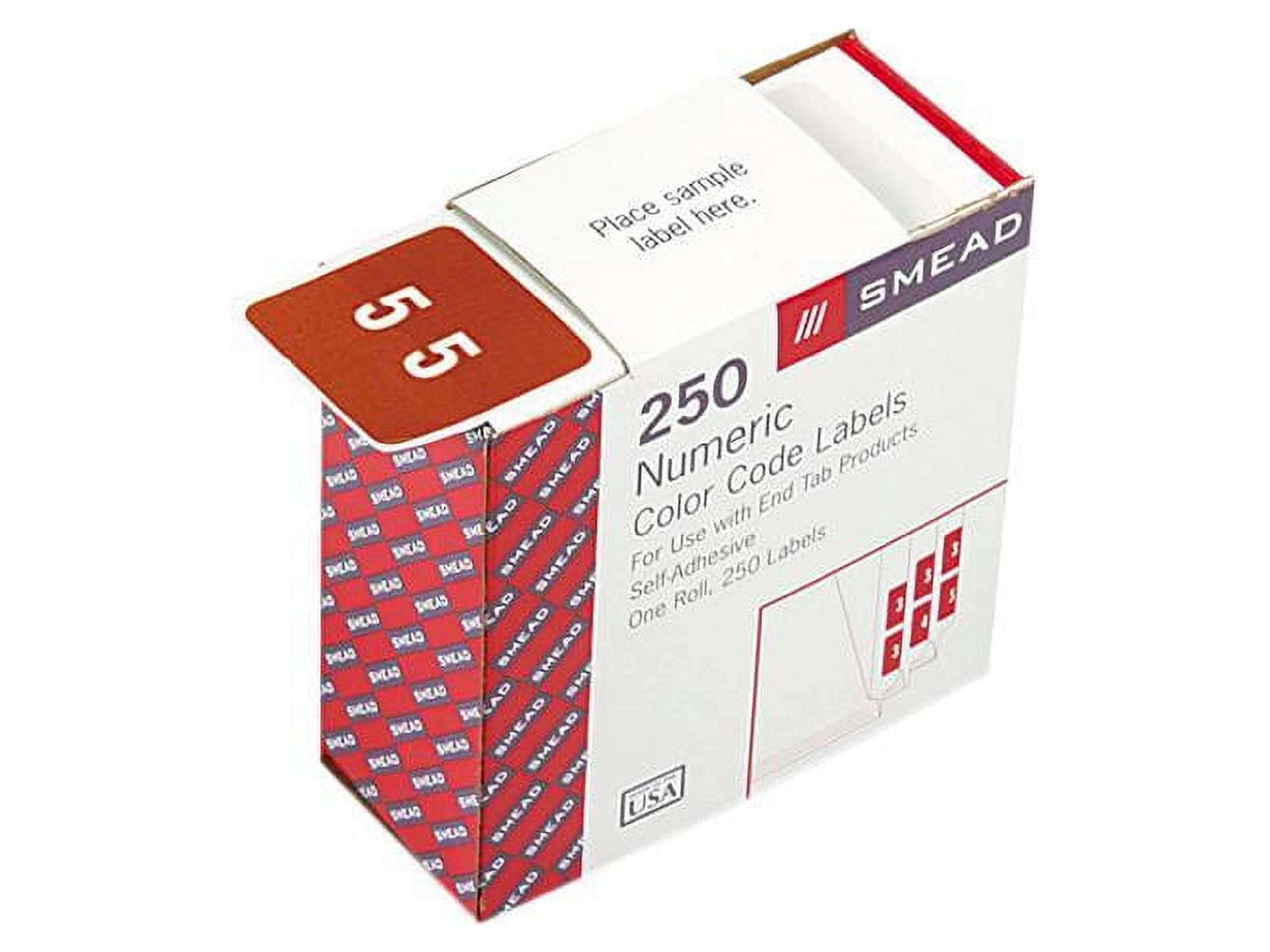 Smead 67425 Single Digit End Tab Labels, Number 5, White-on-Brown, 250 ...