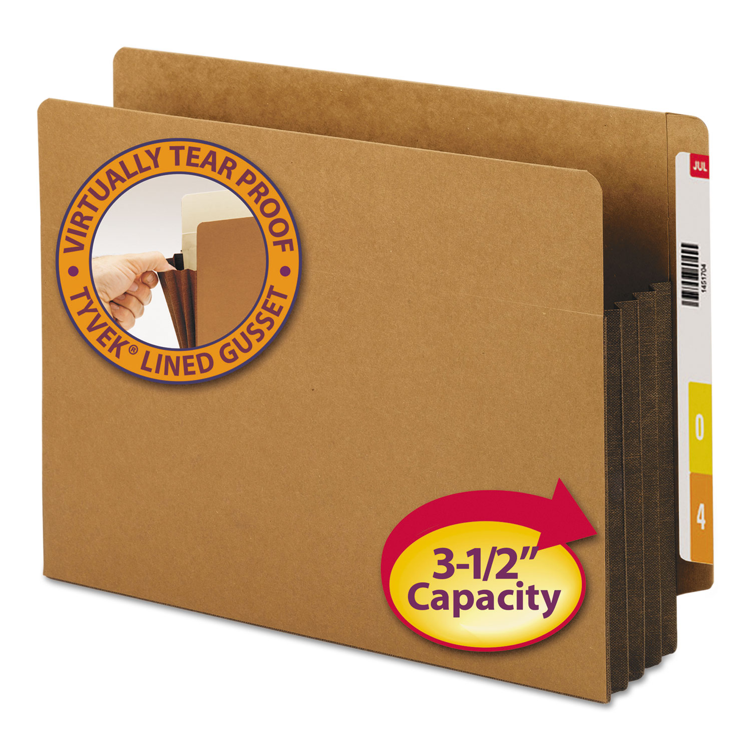 Smead 3 1/2" Exp File Pockets Straight Tab Letter Brown 10/Box 73681 ...
