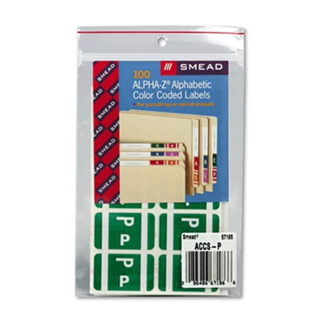 Smead Alpha-Z Color-Coded Second Letter Labels - Dark Green - Letter P ...