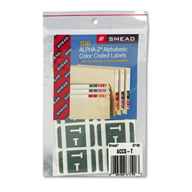 Smead Alpha-Z Color-Coded Second Letter Labels - Letter T - Gray - Pack ...