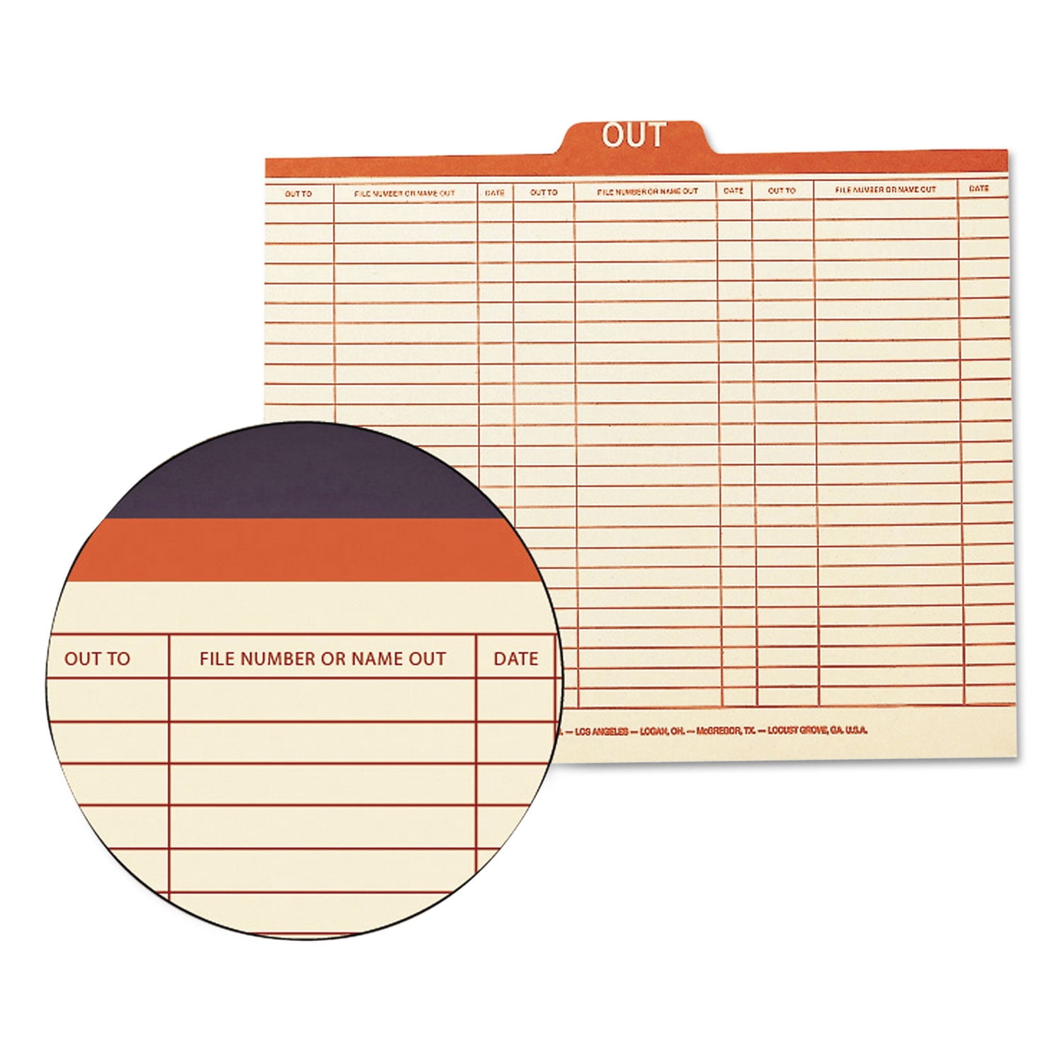 Free Shipping! Smead Charge-Out Record Guides 1/5 Red "OUT" Tab Manila ...