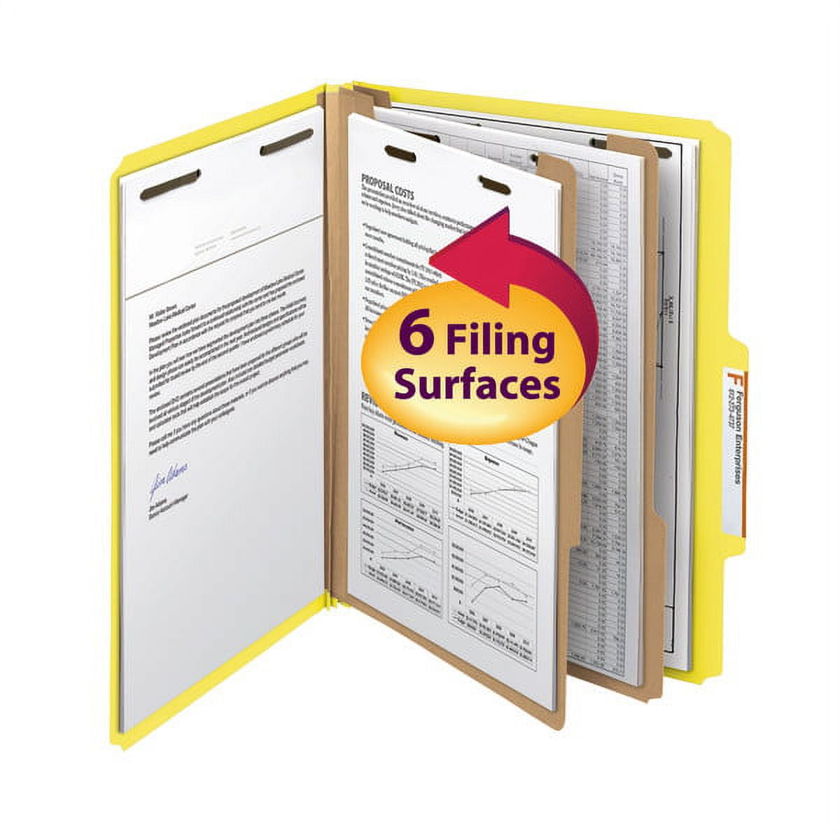 Smead Colored Classification Folders 2 Div Yellow 10/BX Letter (14004 ...