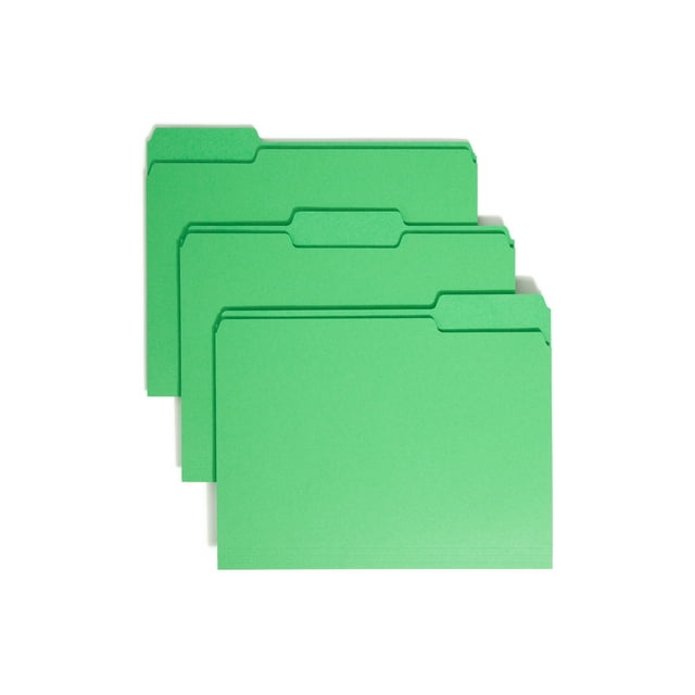 Smead Office Single-Color Green File Folders, 1/3-Cut Tabs, Letter Size ...