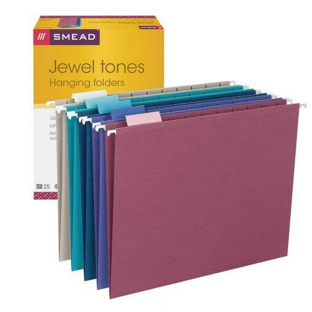 Smead Assorted Office Size Colored Hanging File Folders with 1/5 Cut ...