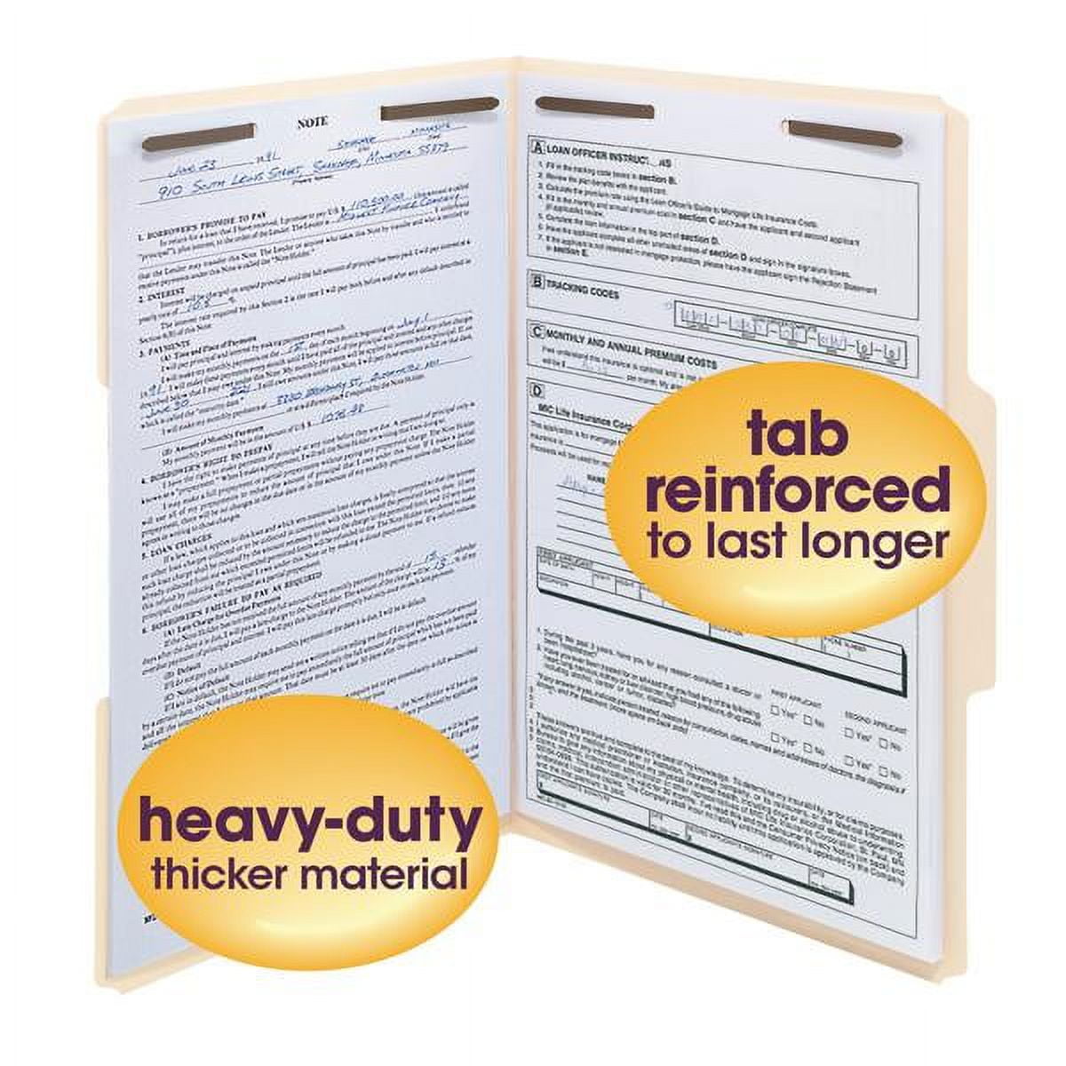 Smead Manila Legal Tab Fastener File Folder, Heavy-Duty, 2 Fasteners ...