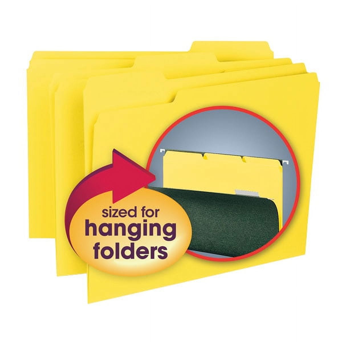 Smead Colored Tab File Interior Folders, 1/3 Cut, Yellow, 100/BX ...