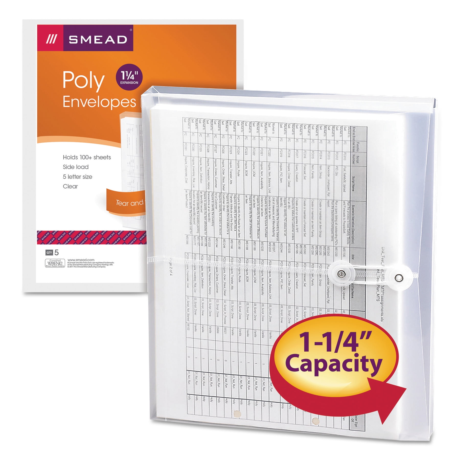 Smead Poly Envelope, 1-1/4" Expansion, String-Tie Closure, Side Load ...