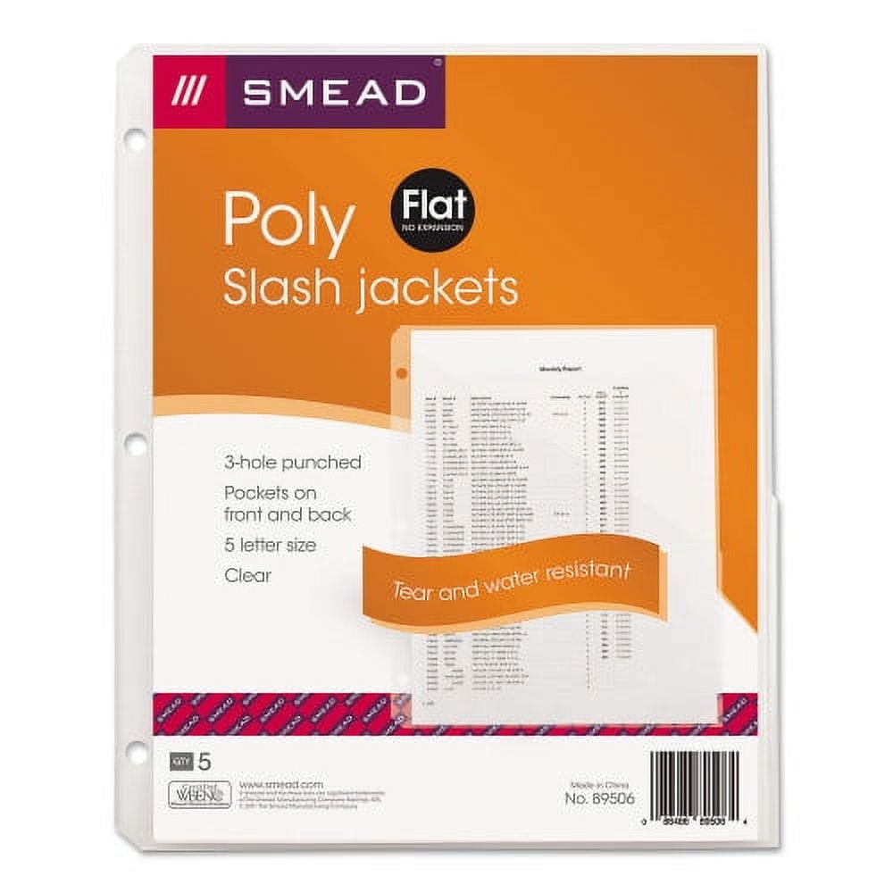 Smead Organized Up Poly Slash Jackets, 2-Sections, Letter Size, Clear ...