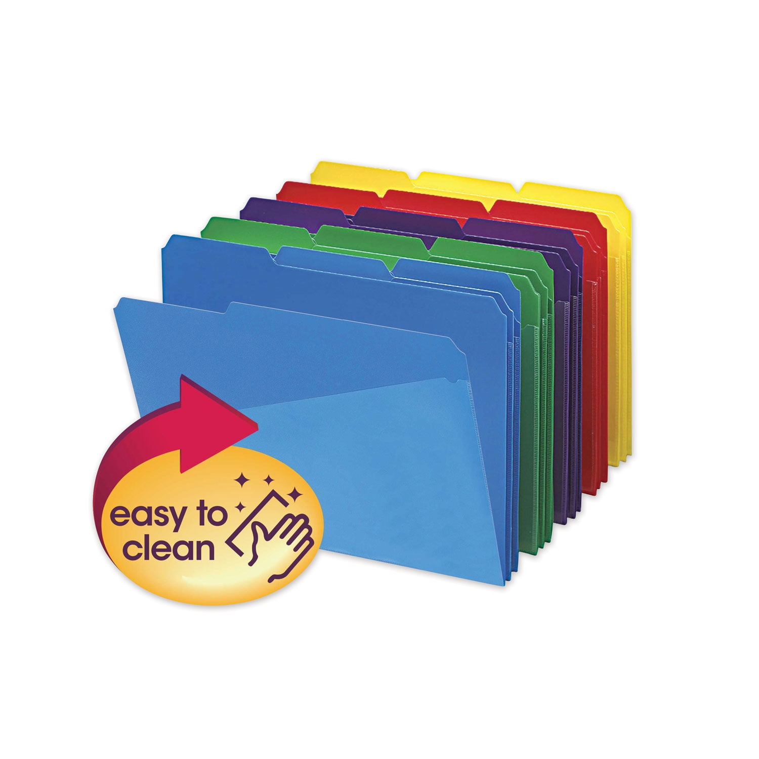 Smead Poly Colored File Folders with Slash Pocket, 1/3-Cut Tabs, Letter ...