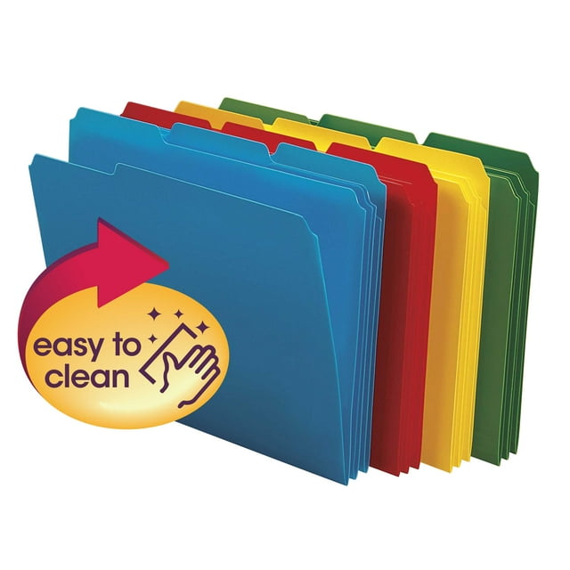 Smead Waterproof Poly File Folders 1/3 Cut Top Tab Letter Assorted 24 ...