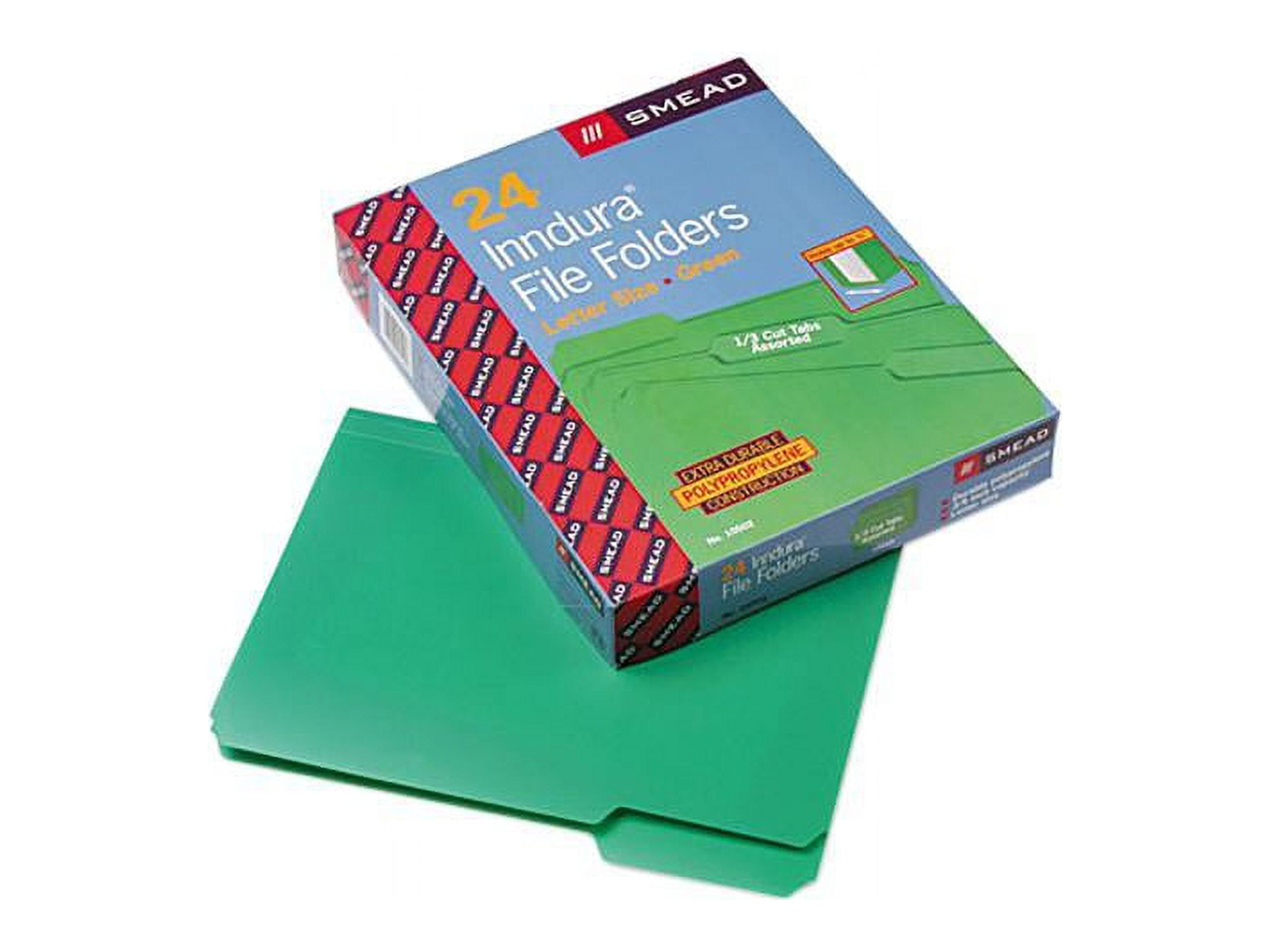 Smead Poly File Folder, 1/3-Cut Tab, Letter Size, Green, 24 per Box ...