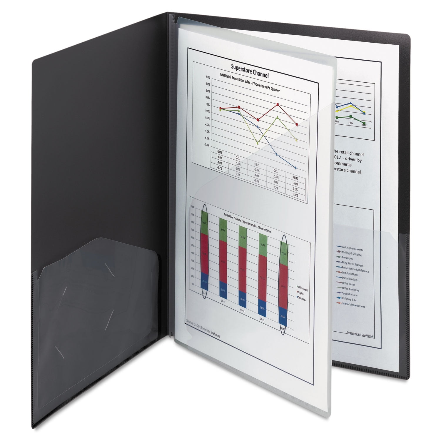 Smead Poly Four-Pocket Folder 11 x 8 1/2 Black 5/Pack 87720 - Walmart.com