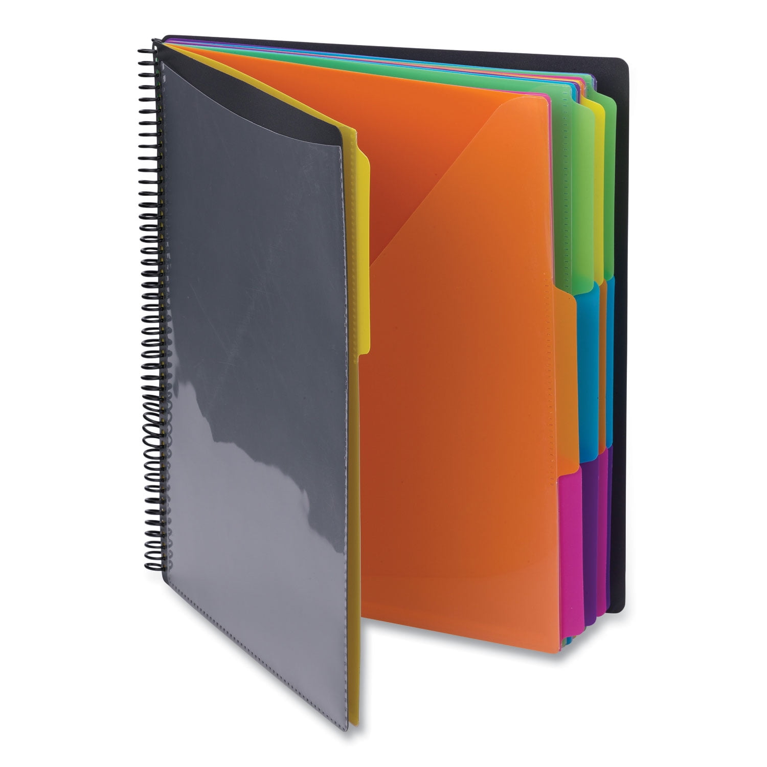 Smead Poly Project Organizer, 24 Letter-Size Sleeves, Gray with Bright ...