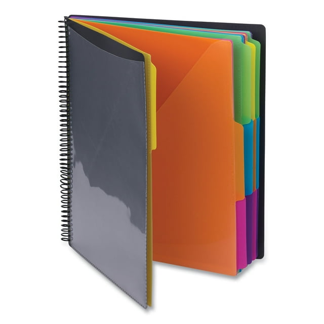 Smead Poly Project Organizer, 24 Letter-Size Sleeves, Gray with Bright ...