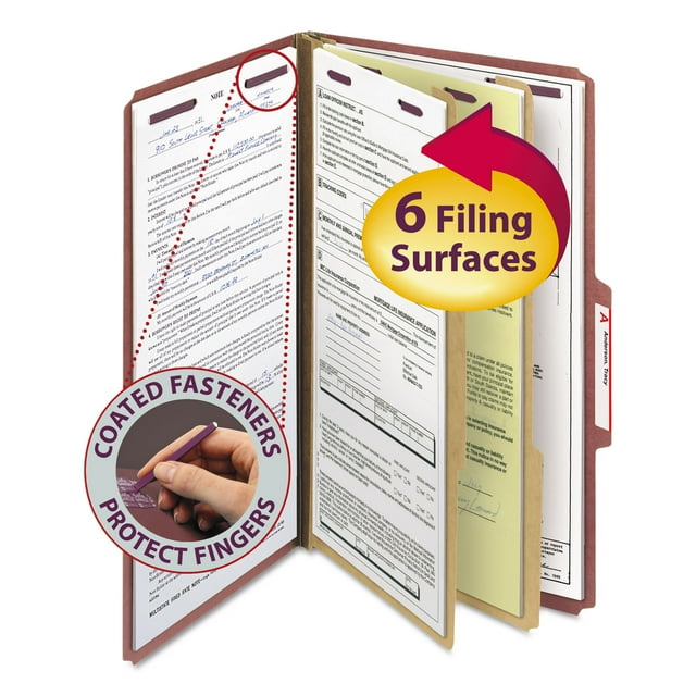 Smead Pressboard Classification Folders w/ Self Tab Legal Six-Section ...