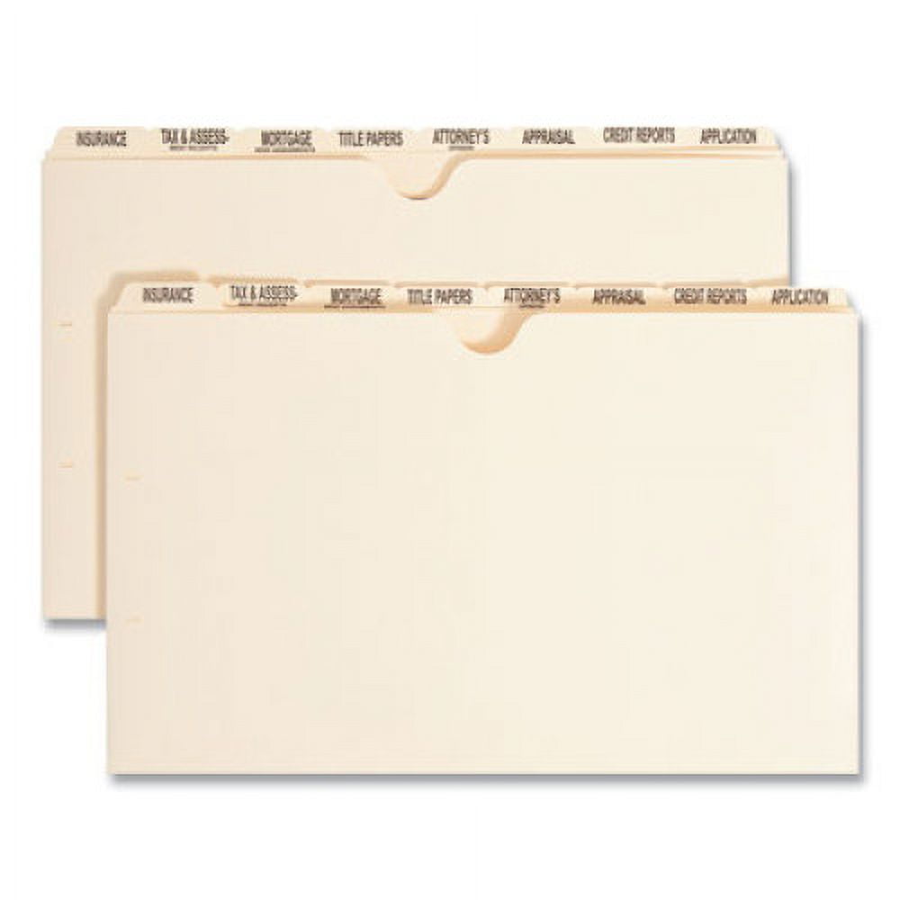 Smead Pressboard Mortgage Folder Dividers, Pre-Printed, 1 Fastener ...