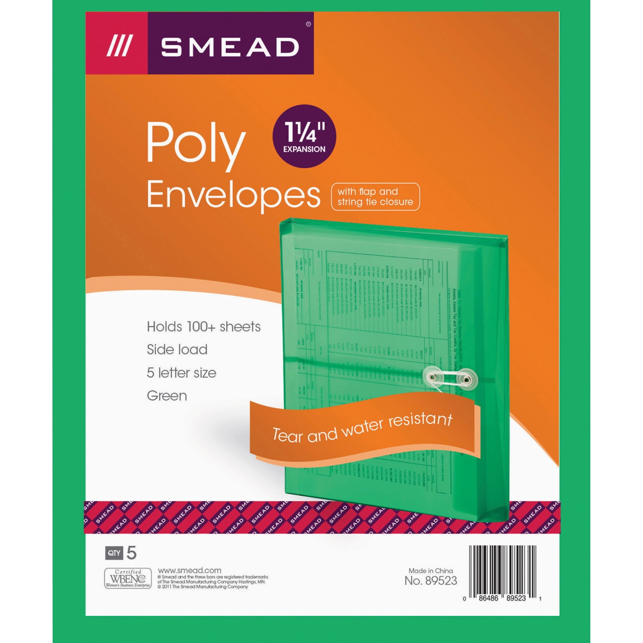 Smead, SMD89523, String Tie Closure Poly Envelopes, 5 Per Pack, Green ...