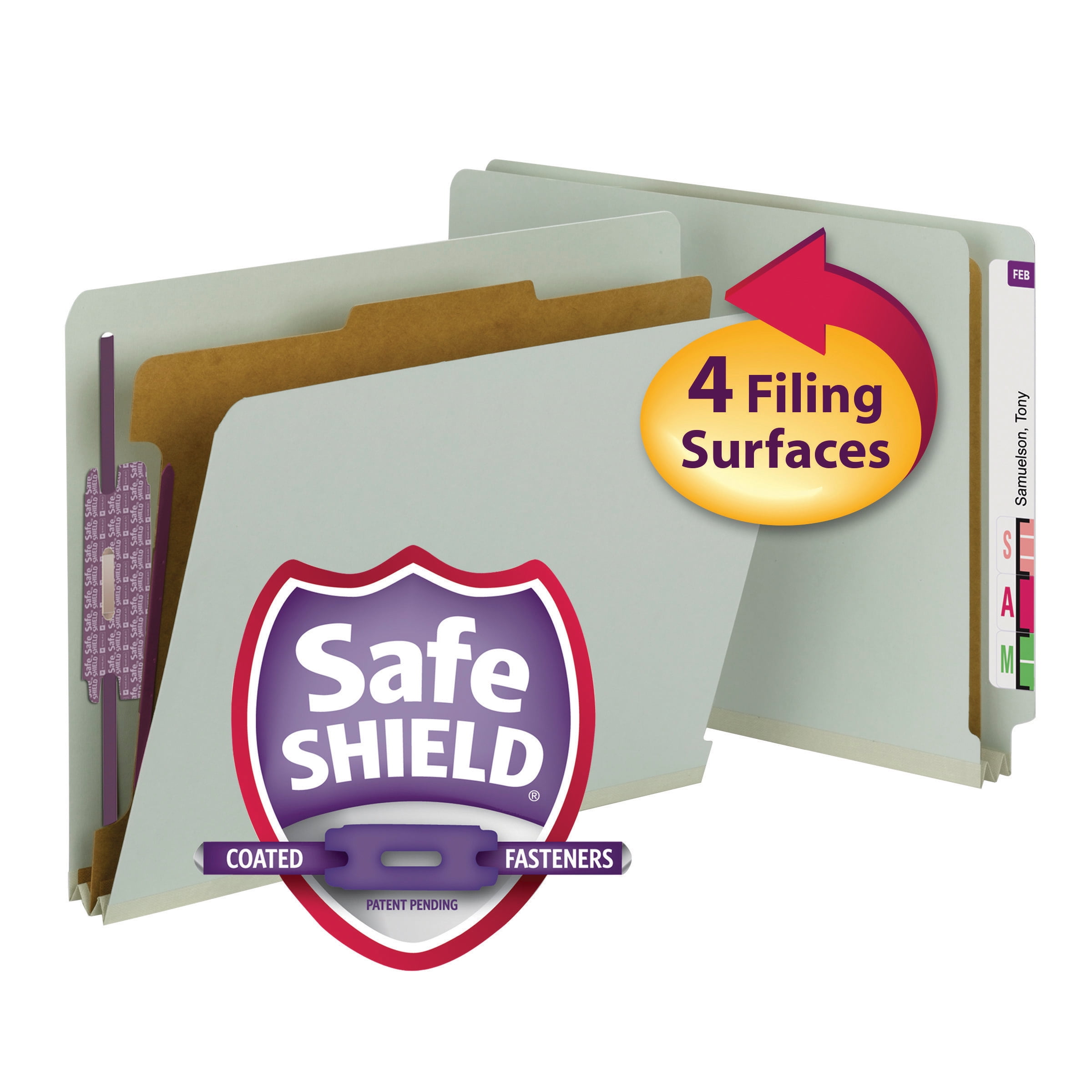 Smead SafeSHIELD® End Tab Class Folders GY/GN 10/BX Letter (26800 ...