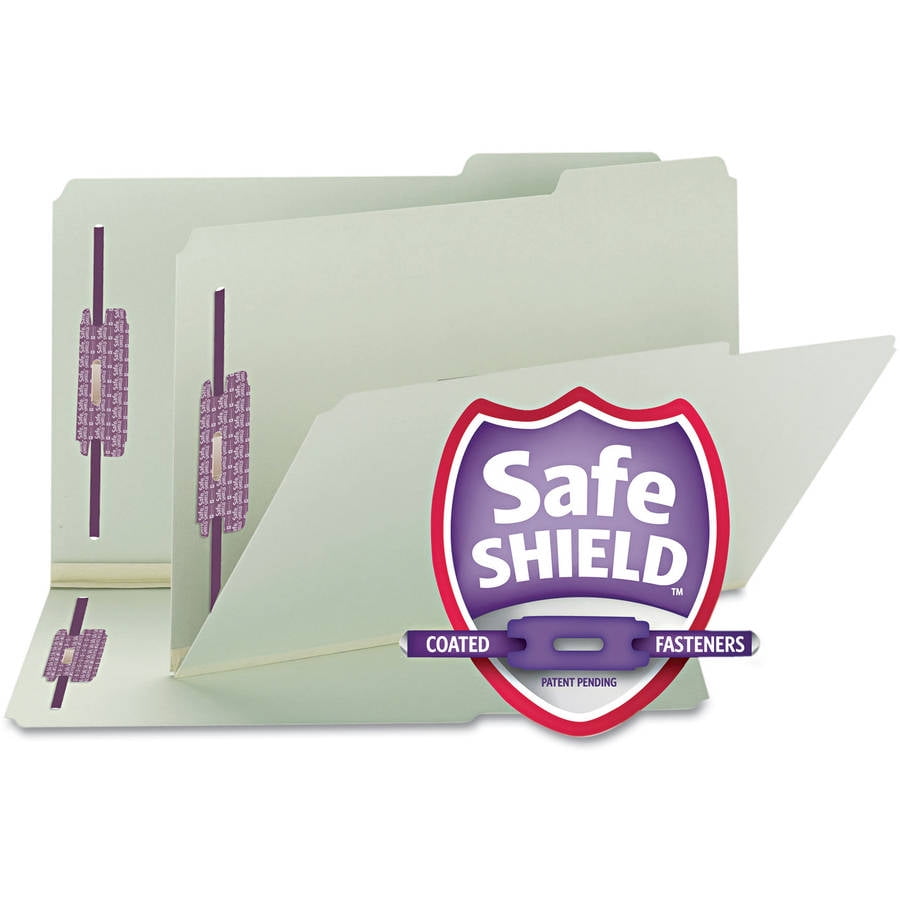 Smead SafeSHIELD Fastener Folders, Bulk Office Files, Gray/Green, Legal ...