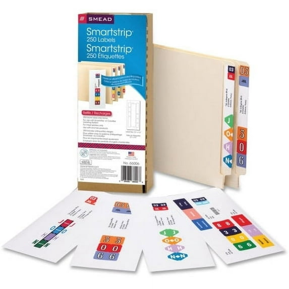 Smead Smartstrip Refill Labels, 7.50"x1.50", Inkjet, Colored, 1 Pack ...