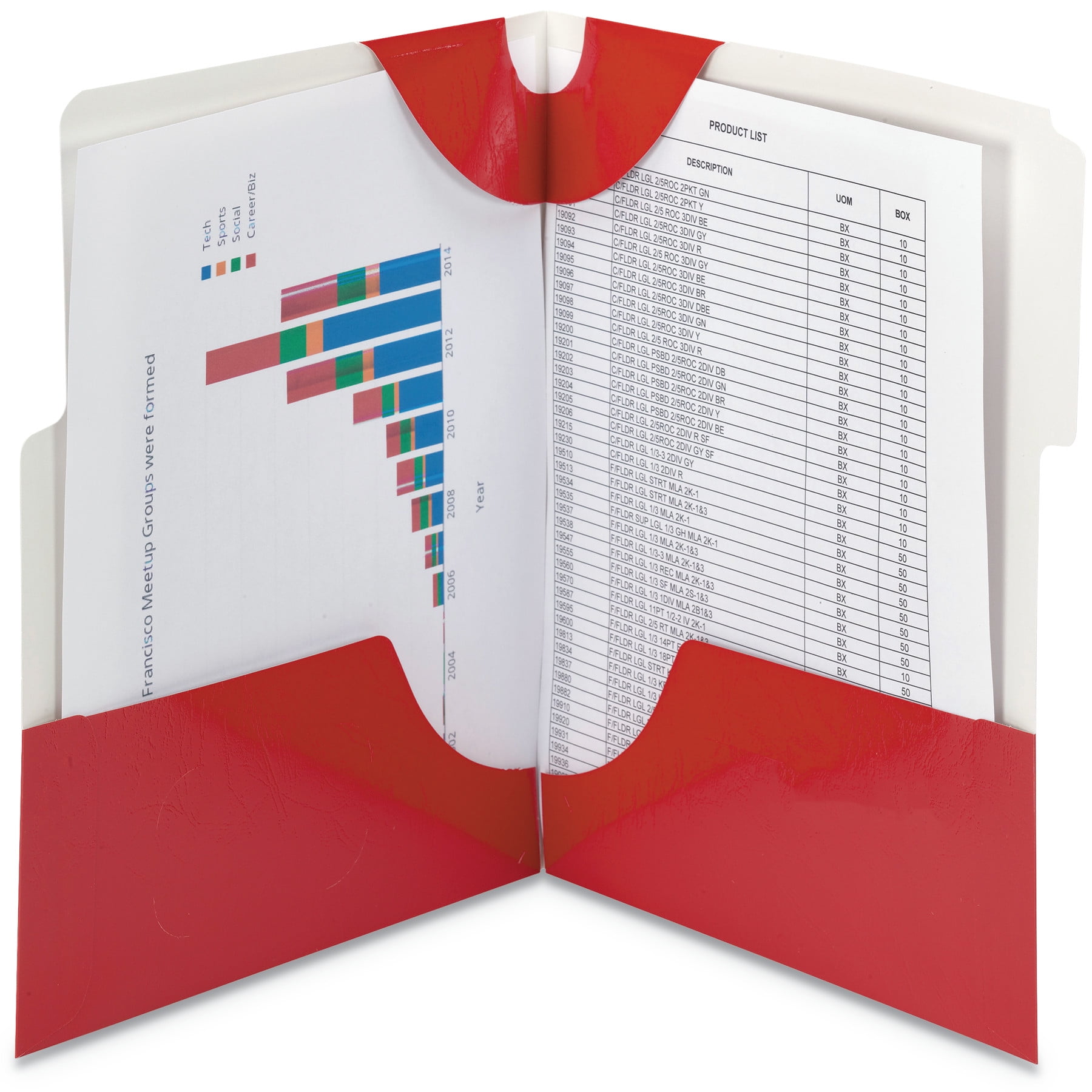 Smead SuperTab Two-Pocket Folder, 11 x 8 1/2, Red, 5/Pack -SMD87966 ...