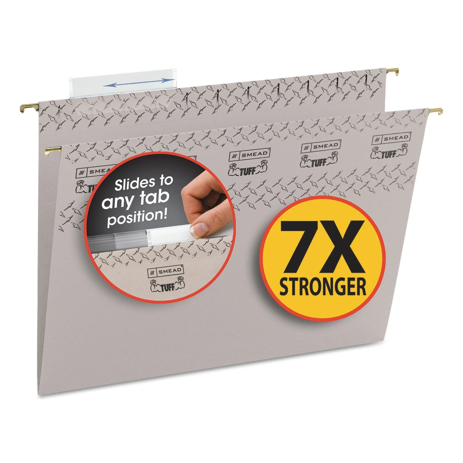 Smead Tuff Hanging Folder with Easy Slide Tab Letter Steel Gray 18/Pack ...