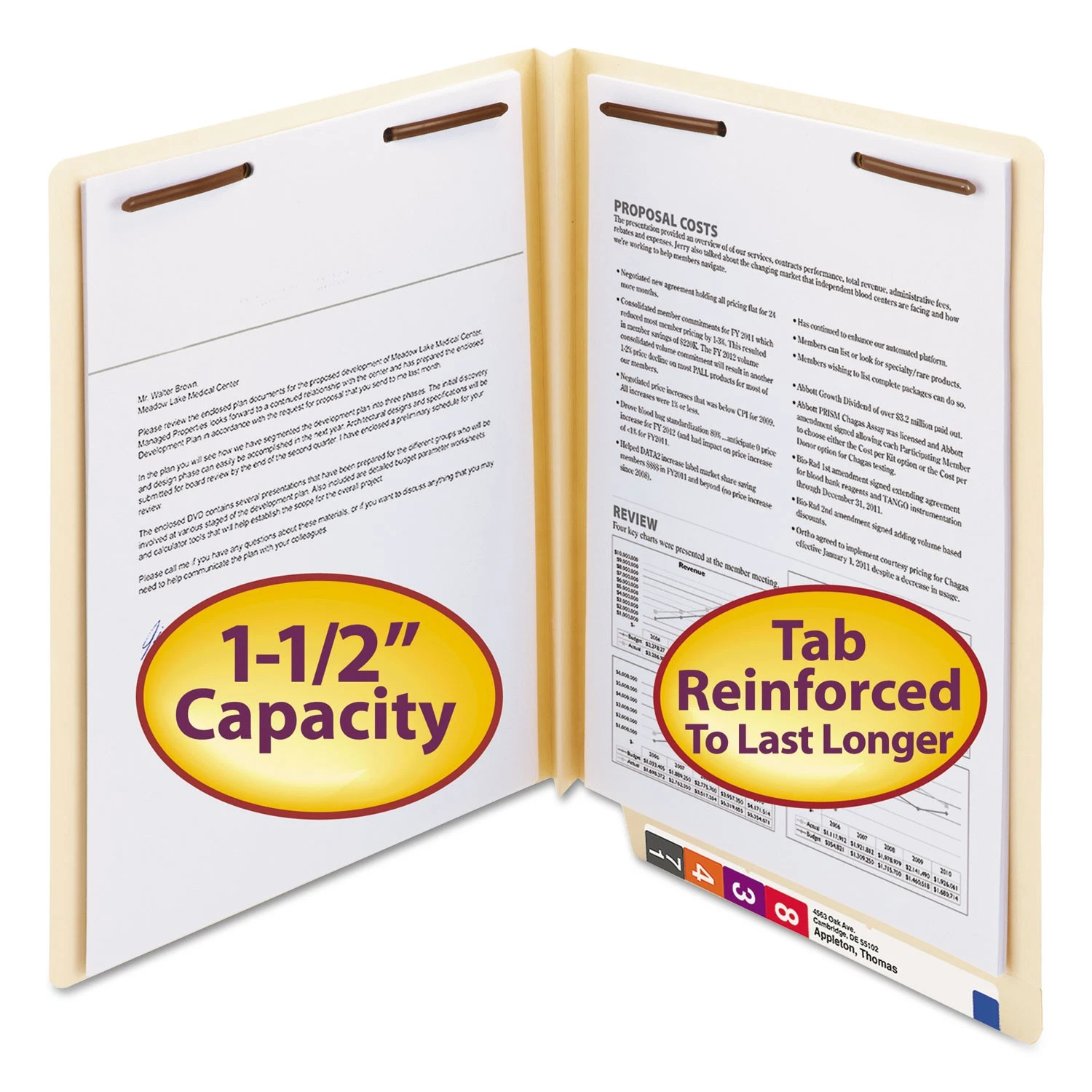 Smead W-Fold Manila Expansion Folders Two Fasteners End Tab Letter ...