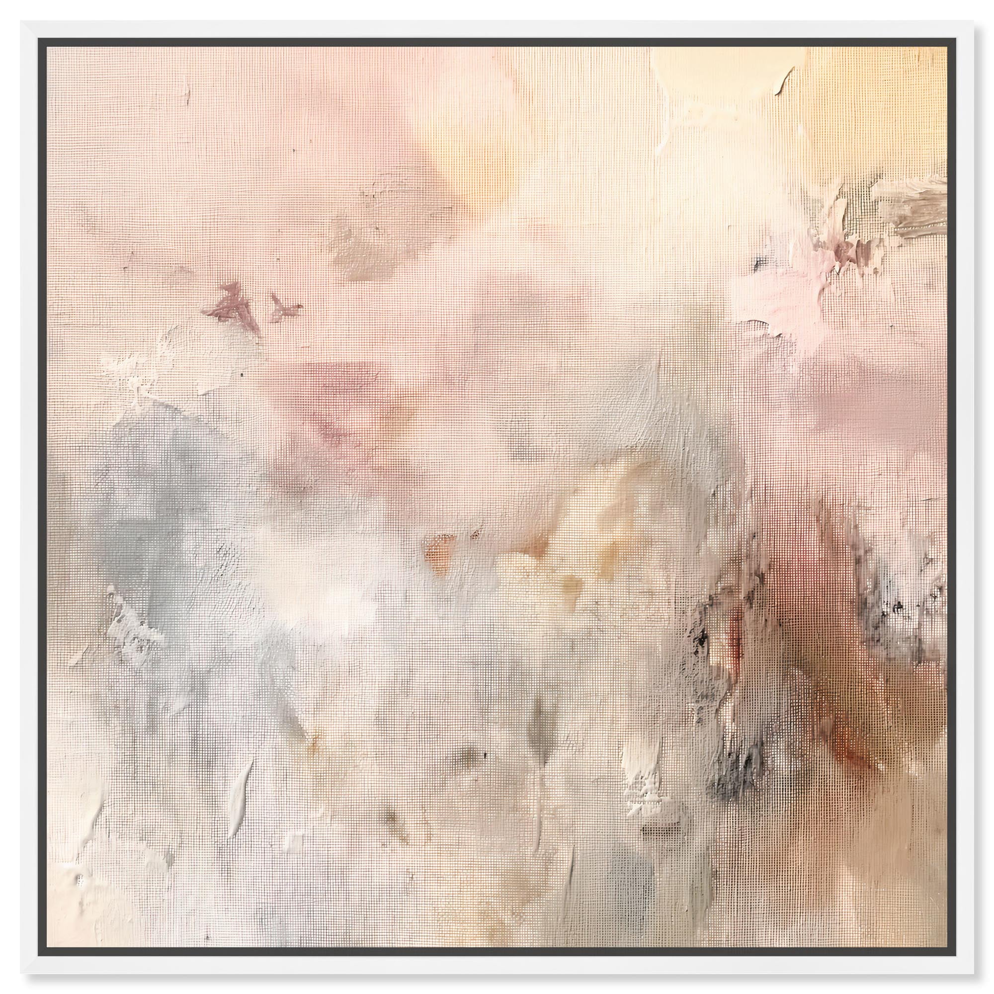 Smeared Codex (V) Canvas Minimalist Abstracts by Art Remedy, White ...