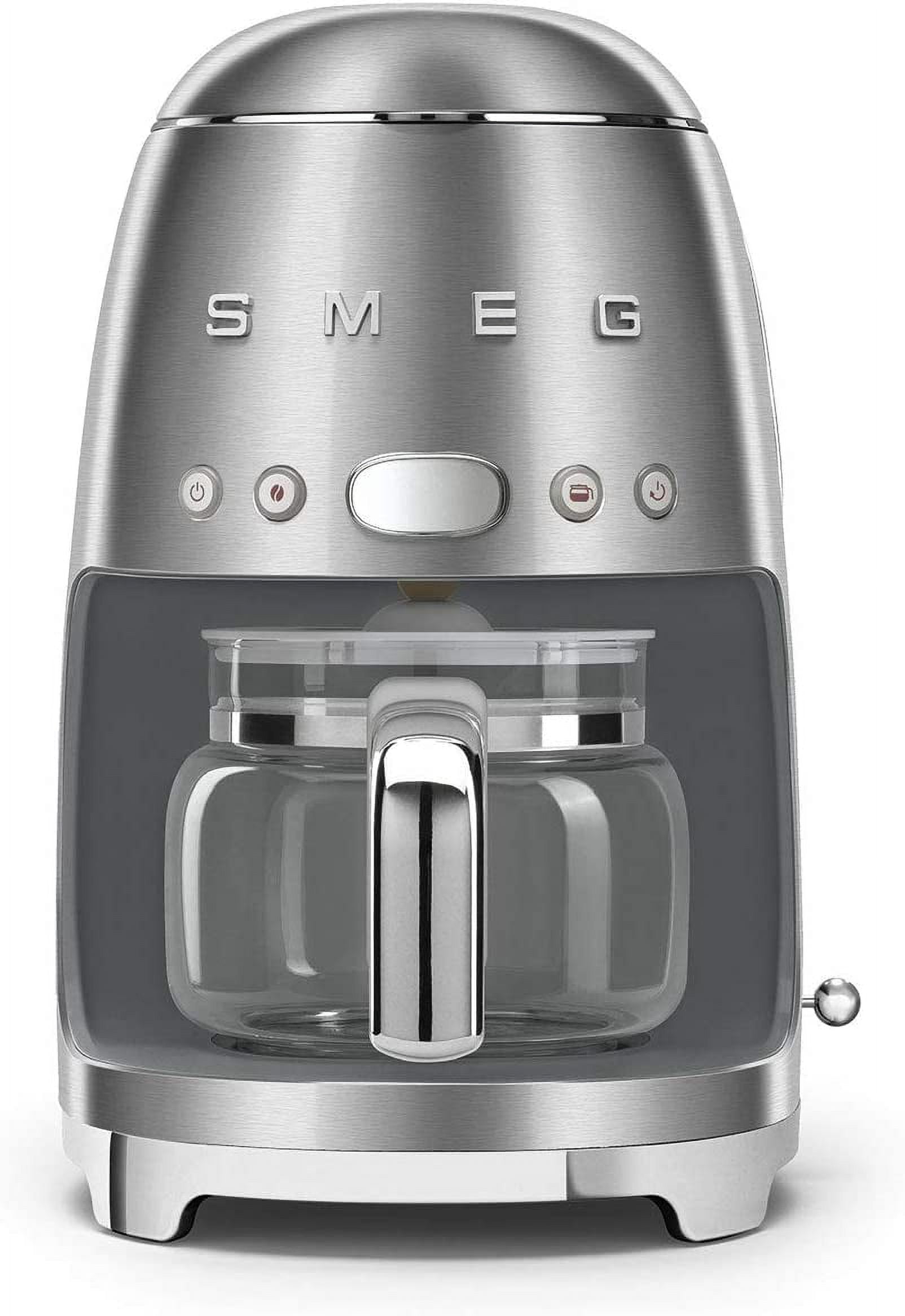 Smeg 50's Retro Style Aesthetic Drip Coffee Machine with 10 Cup Glass ...