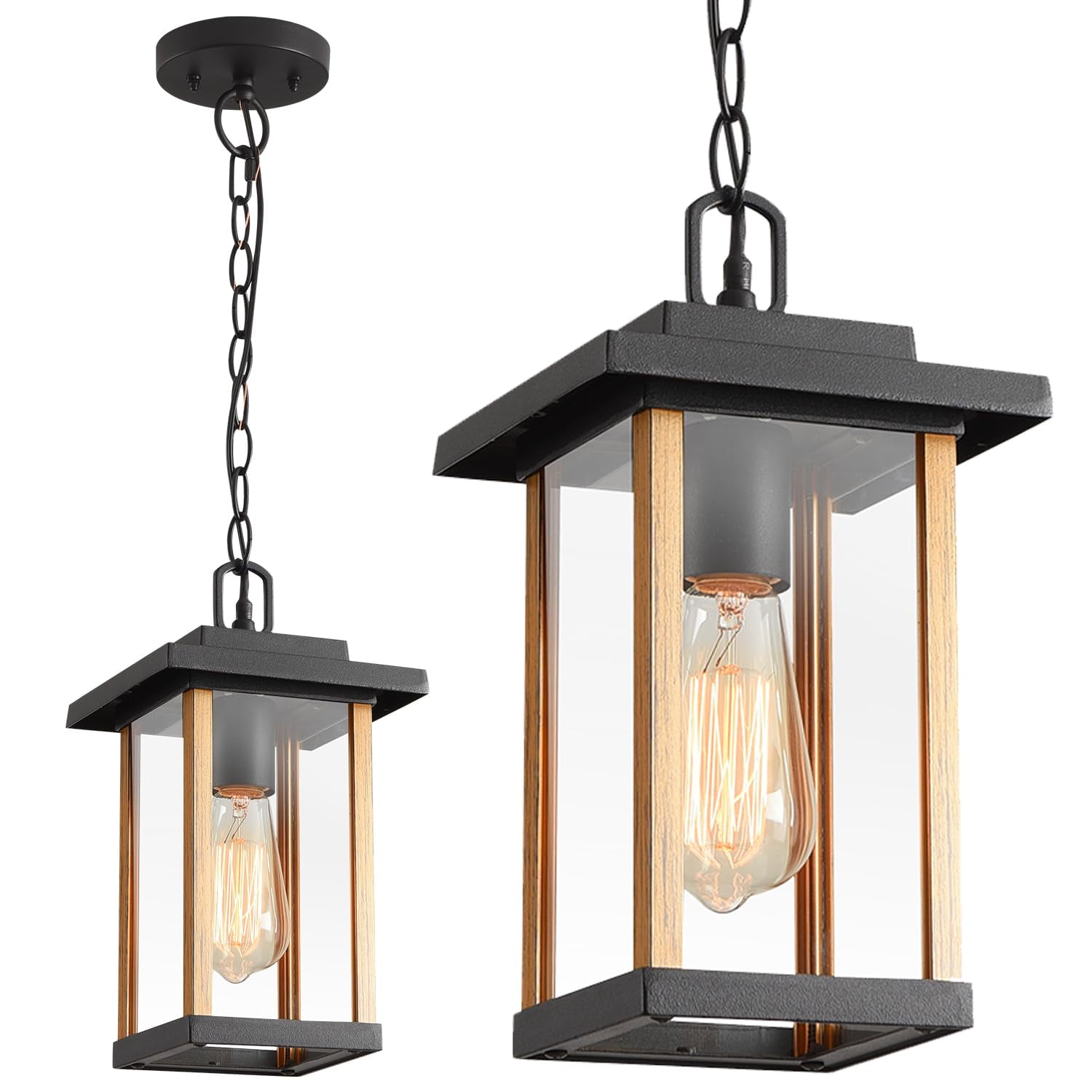 Smeike LED Outdoor Pendant Lights, Hanging Porch Lights with Clear ...