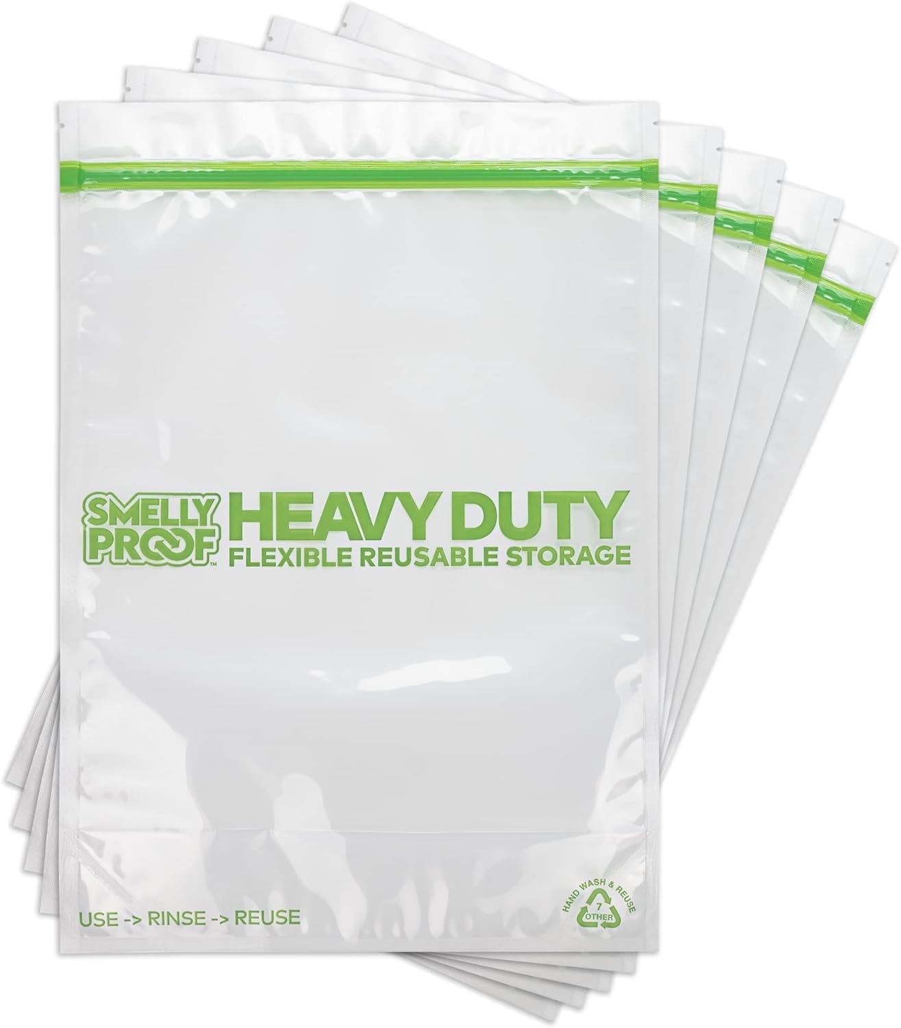 Smelly Proof Durable 5-Pack XXL 2-Gallon Ziplock Bags, Clear, 5-Piece ...