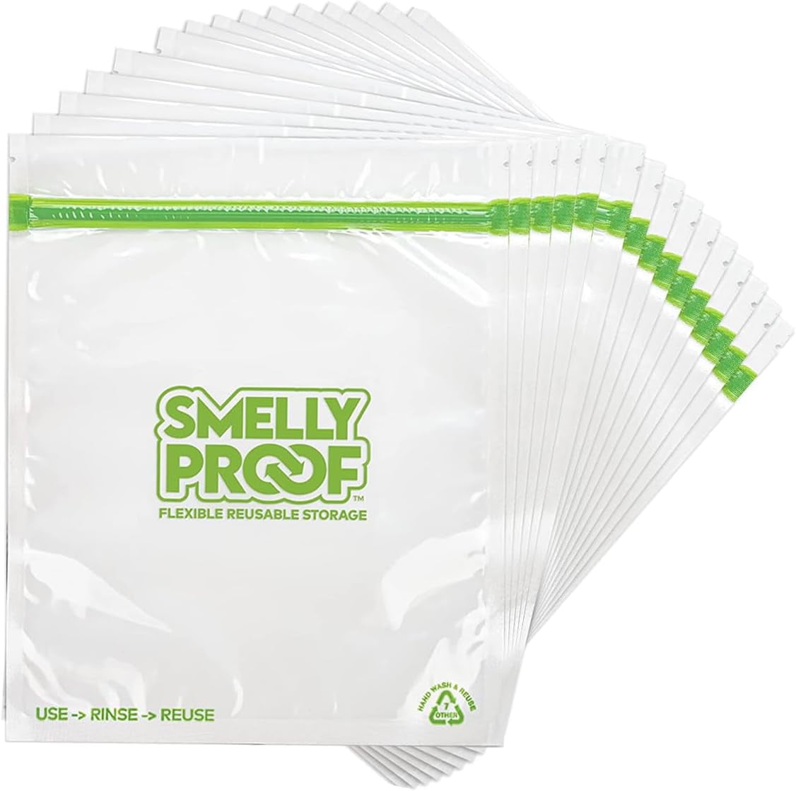 Smelly Proof Reusable Food Storage Bags – 15-Pack, XL 10.5"x12", Gallon ...