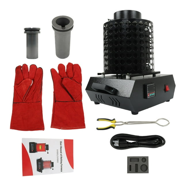 Smelter Kiln Kit Gold Electric Digital Smelting Furnace 1+3 KG 1400W ...