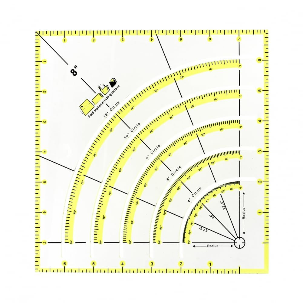 Smgda ”8X 8 Arcs & Fans Quilt Circle Cutter Ruler Multifunctional Arc ...