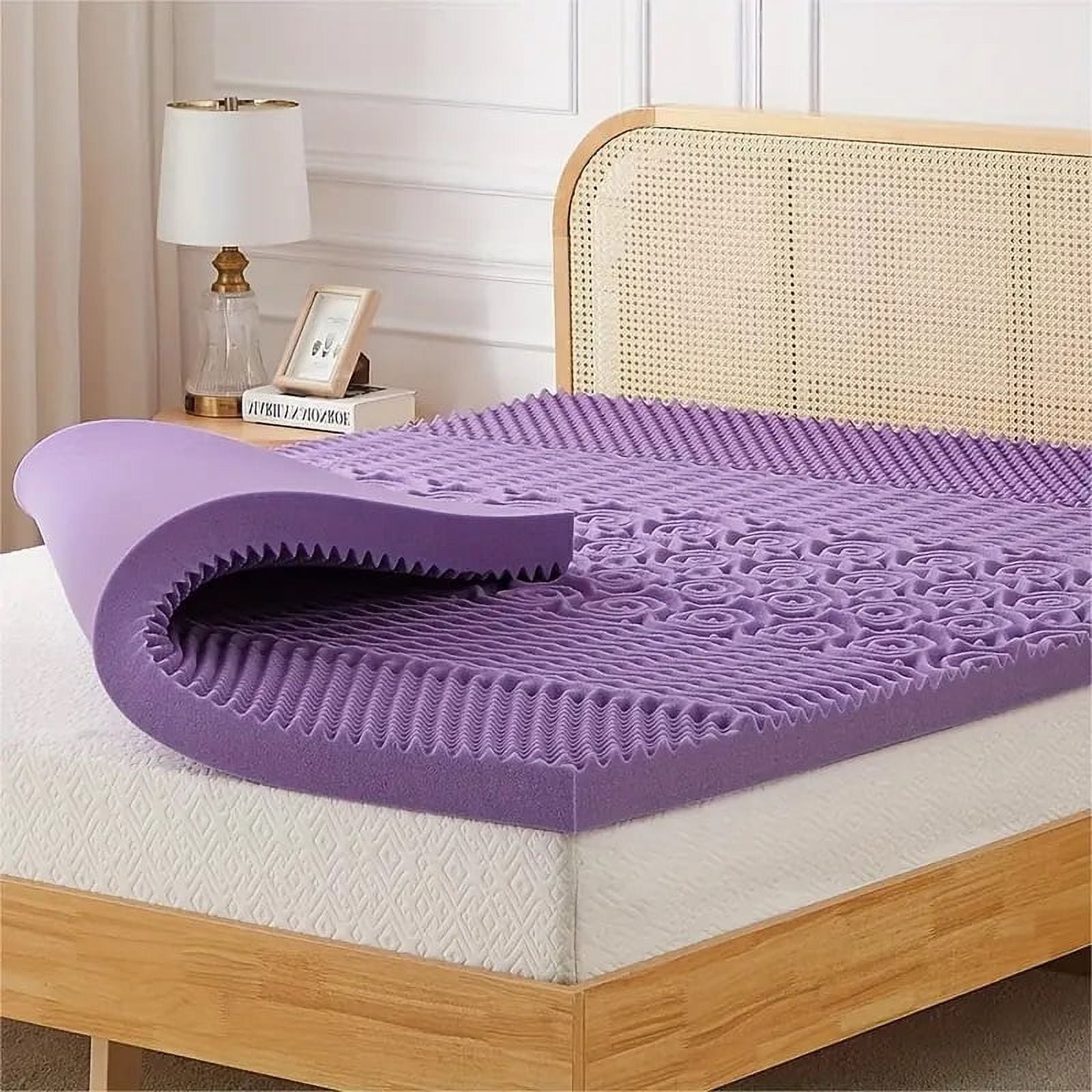 Smiaoer 3 Inch 5 Zone Lavender Memory Foam Full Size Mattress Topper ...