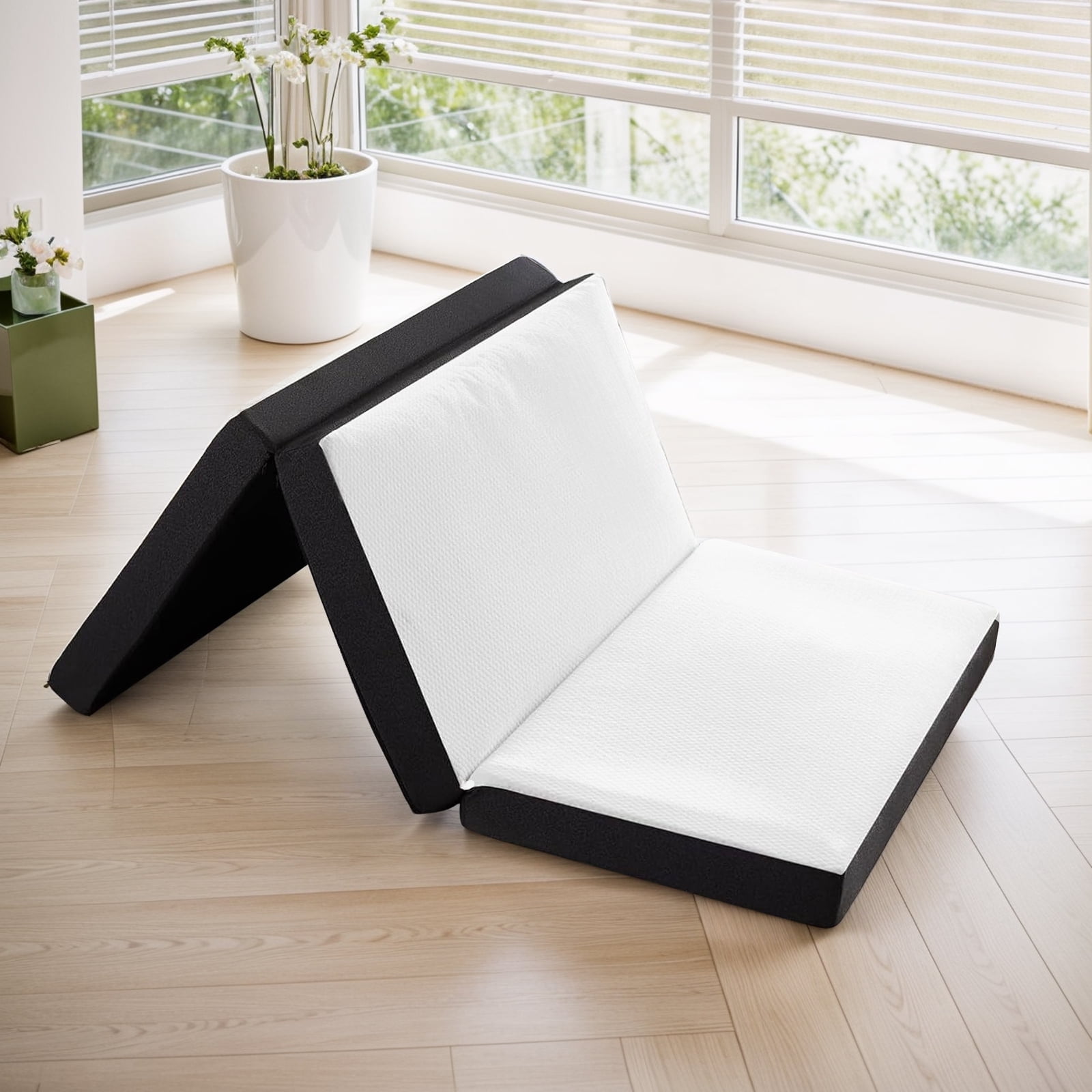 Smiaoer 3 inches Tri-Fold Memory Foam Mattress with Cover, Foldable ...