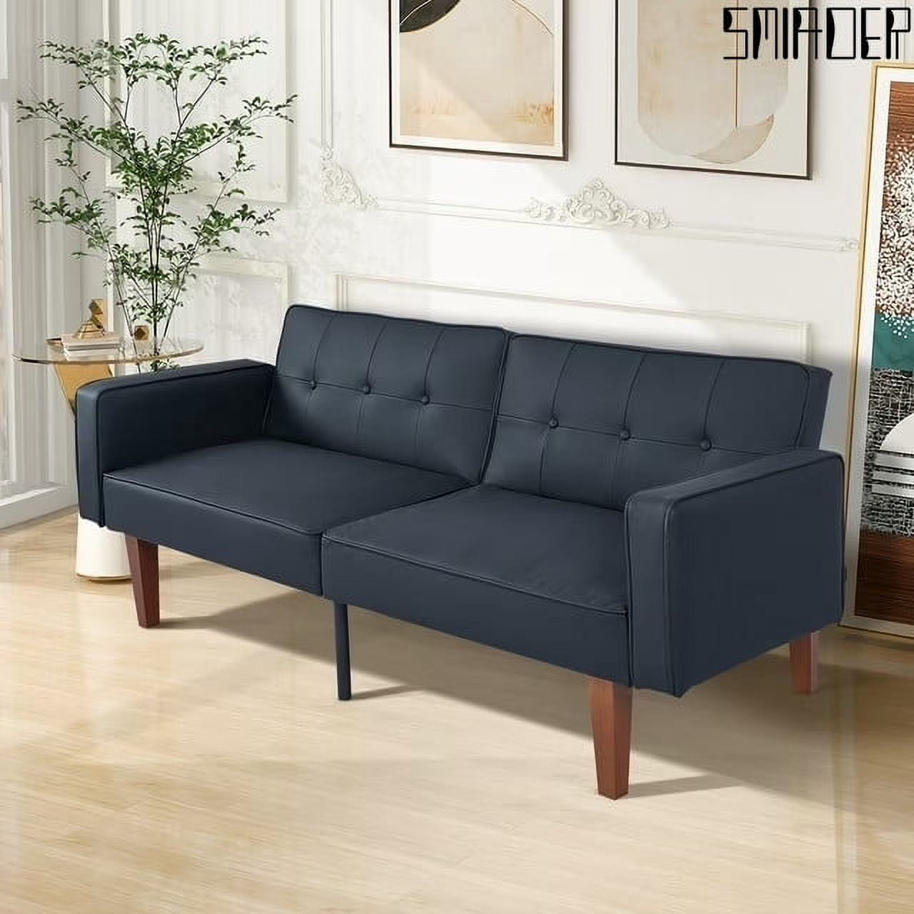 Smiaoer Convertible Futon Sofa Bed, 68″Fabric Futon Couch with ...