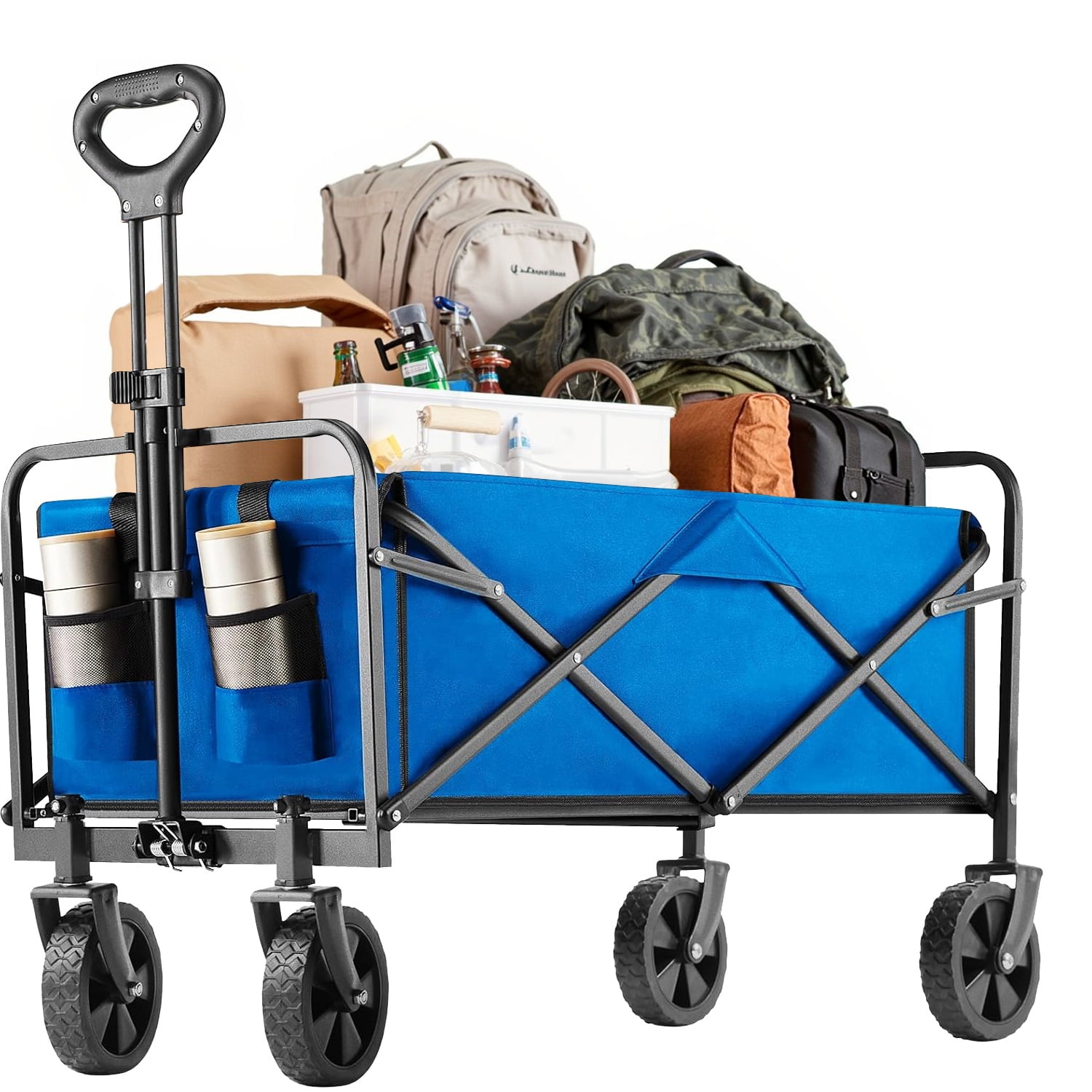 Smiaoer Foldable Cargo Wagon with All-Terrain Wheels, Portable Shopping ...